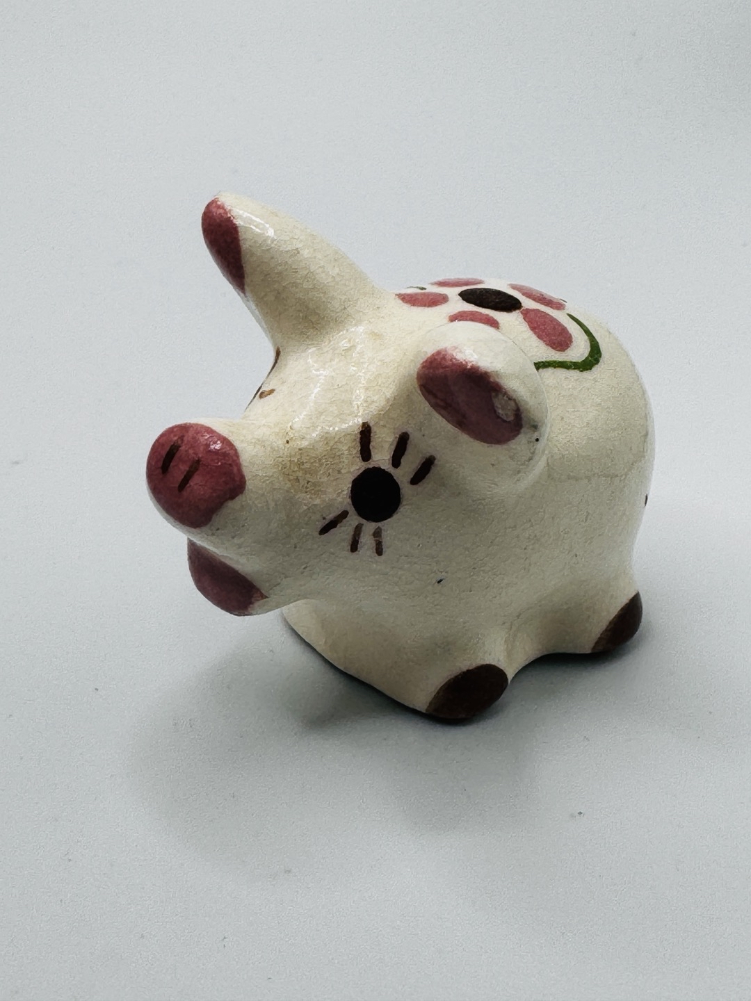 Art Pottery Pig Figurine With Lashes