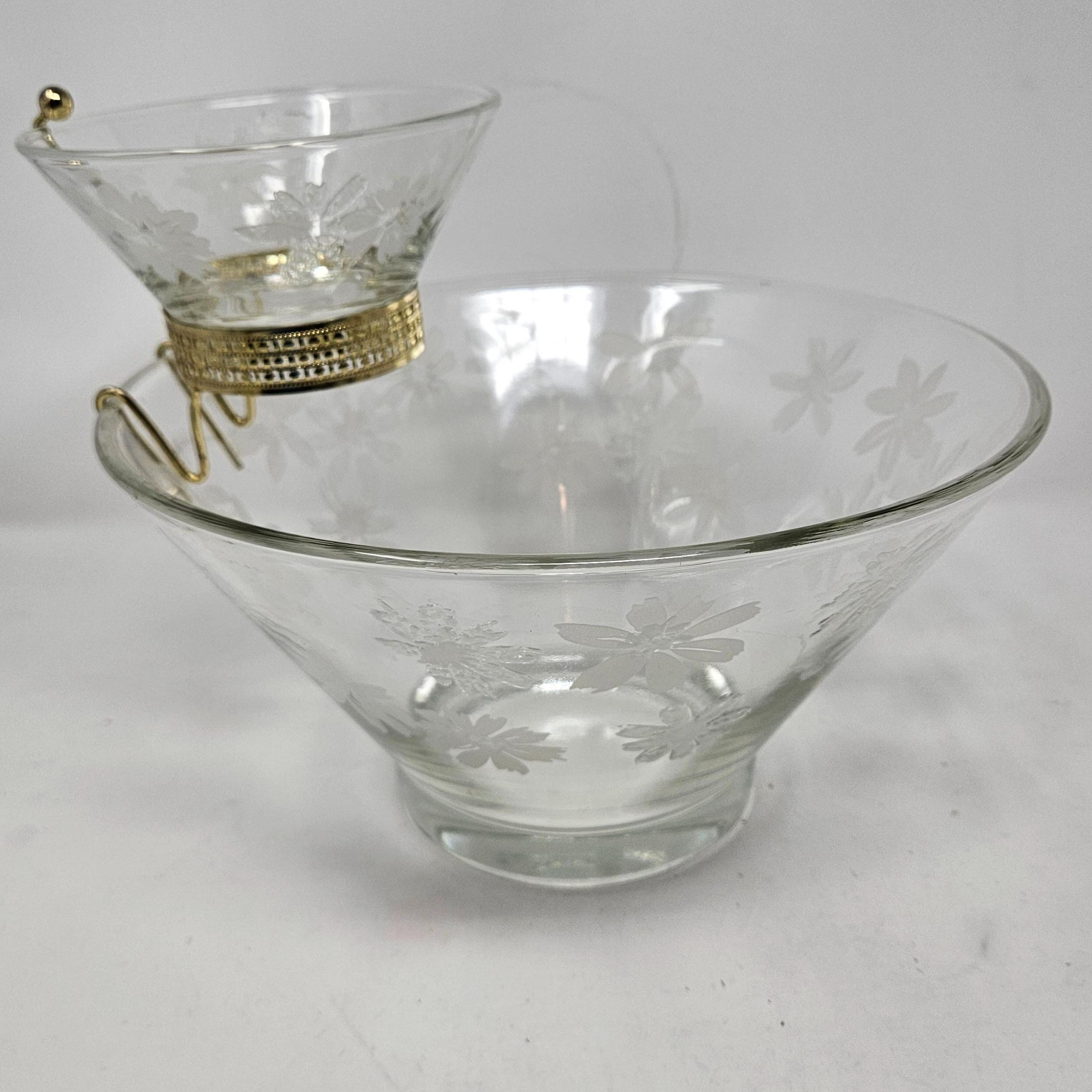 Anchor Hocking Misted Daisy Chip Dip Salad BOWL Set Serving Dishes w ...