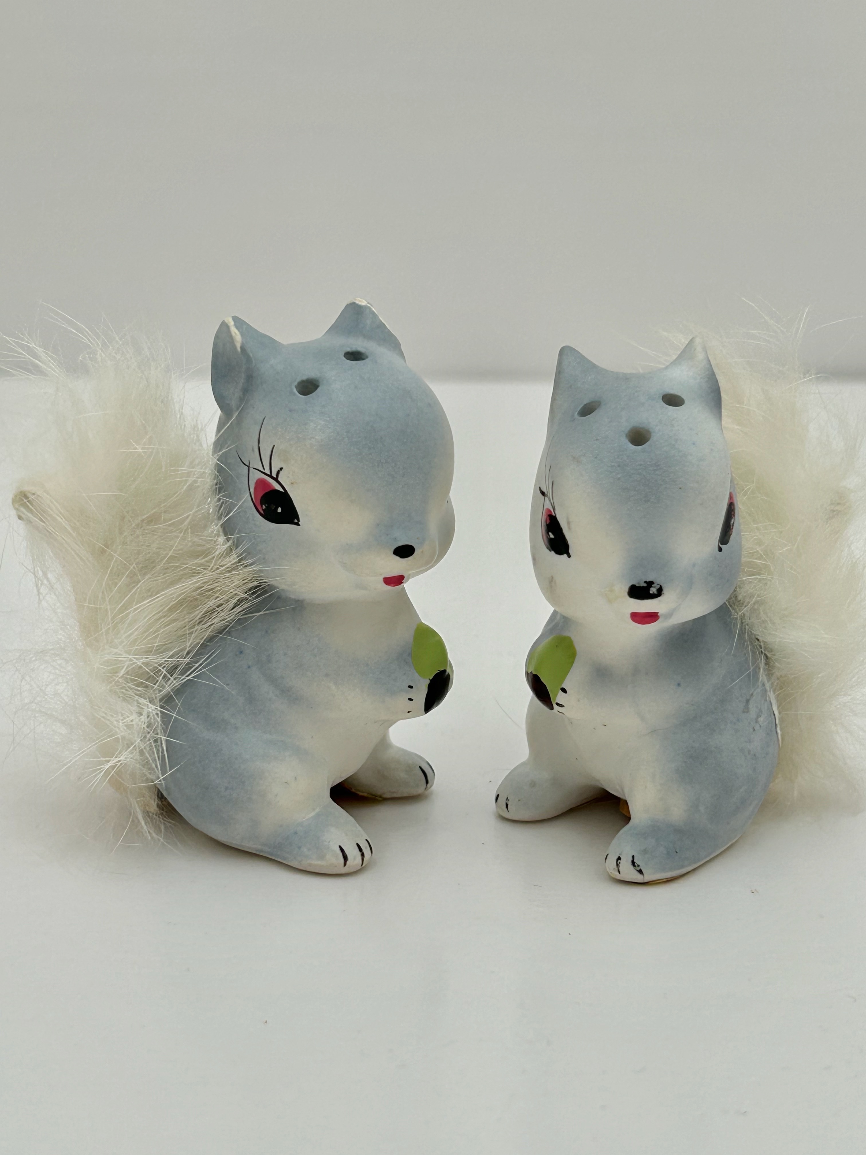 Enesco Small Gray Fuzzy Squirrels Salt and Pepper Shakers