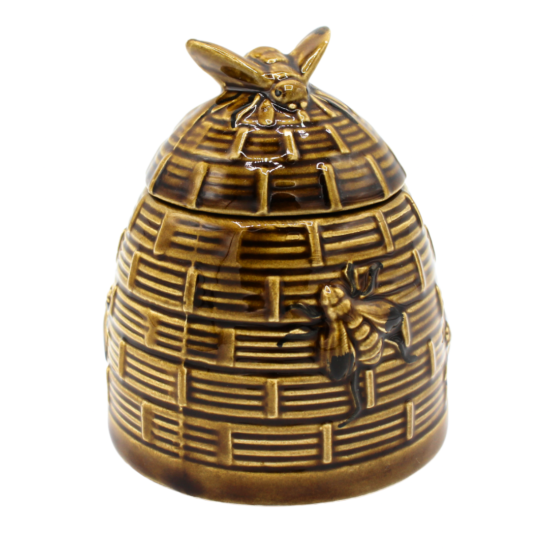 Vintage Ceramic Honey Pot with Bumble Bee Lid Brown/Gold Honeycomb Made ...