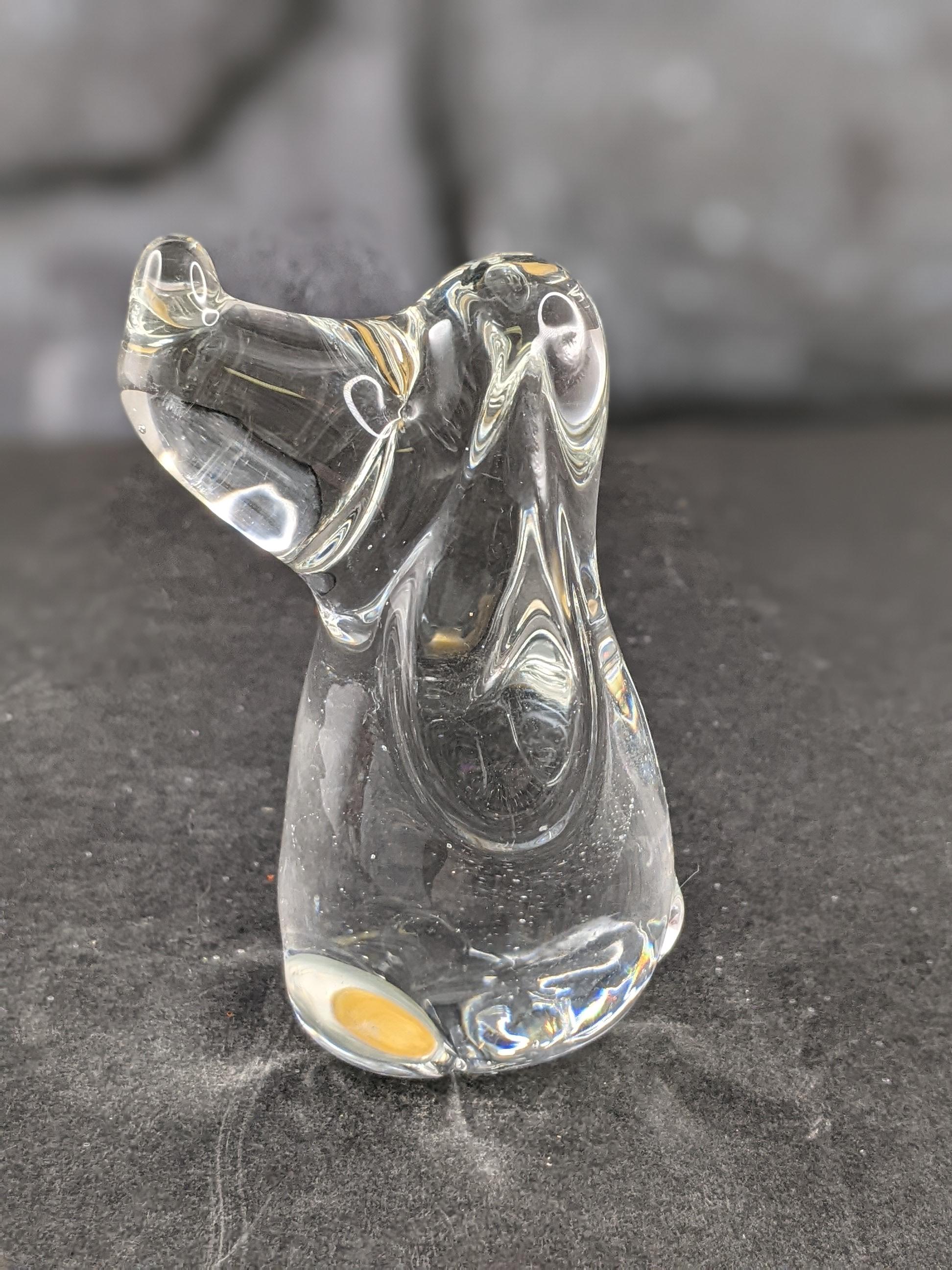 Art Glass Dog Paperweight Figurine Nose Up Interpur Taiwan Hound Gift ...