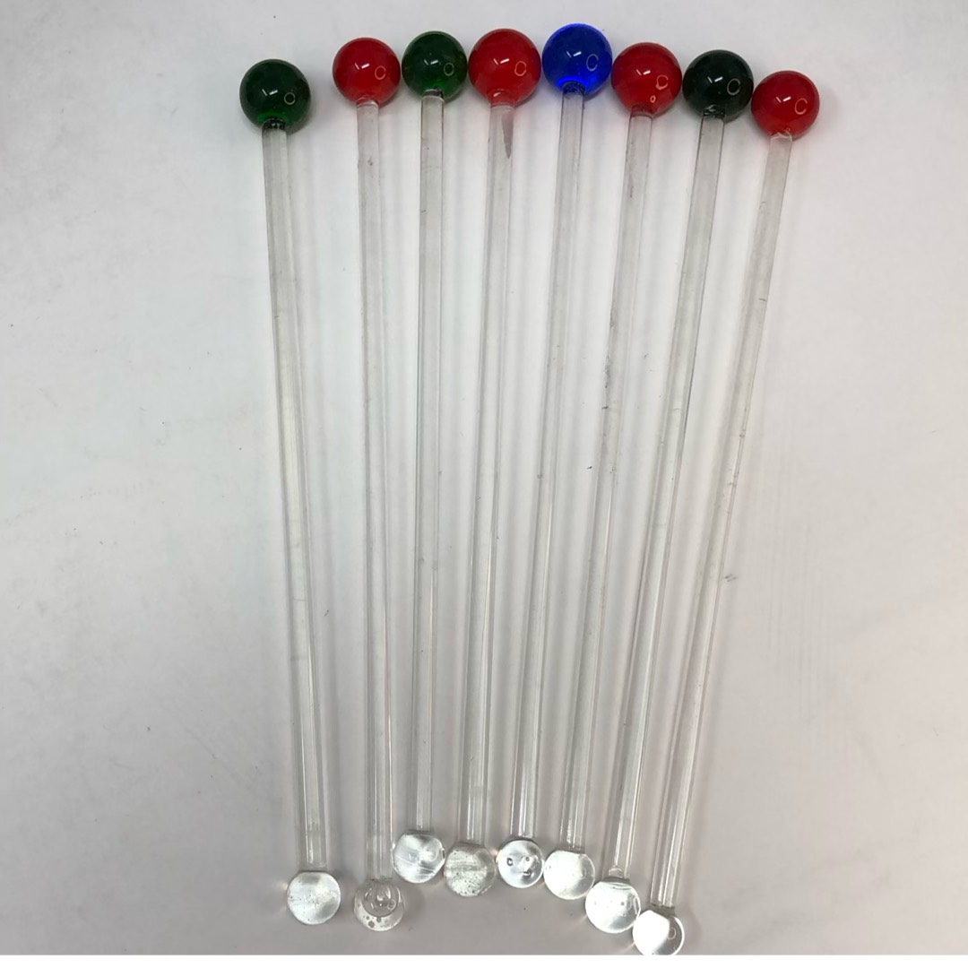 Glass Cocktail Stir Sticks Set Of 8