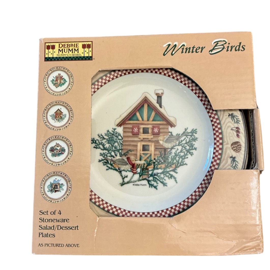 NOS Debbie Mumm “Winter Birds” Salad/Dessert Plates