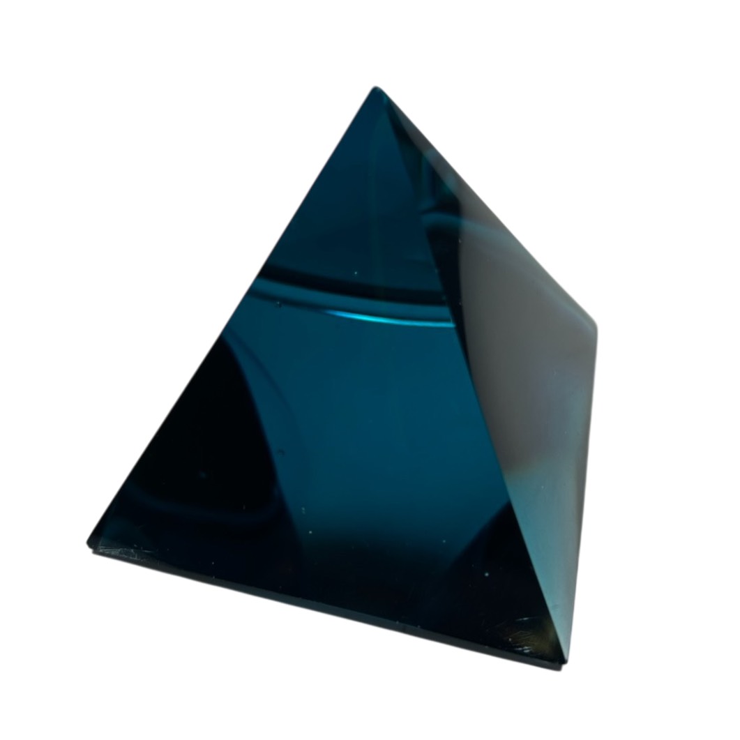 Blue Glass Pyramid @3x3 Some Flea Bites On Edges