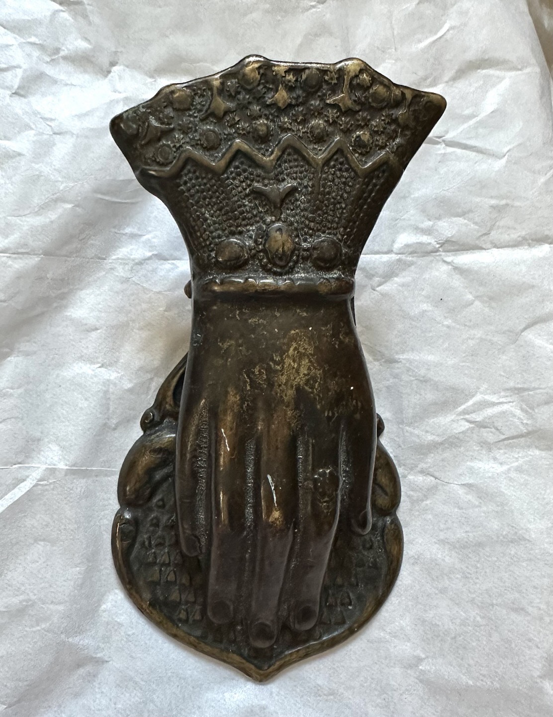 Antique Brass Figural Victorian Hand Paper Clip Art 5.25”