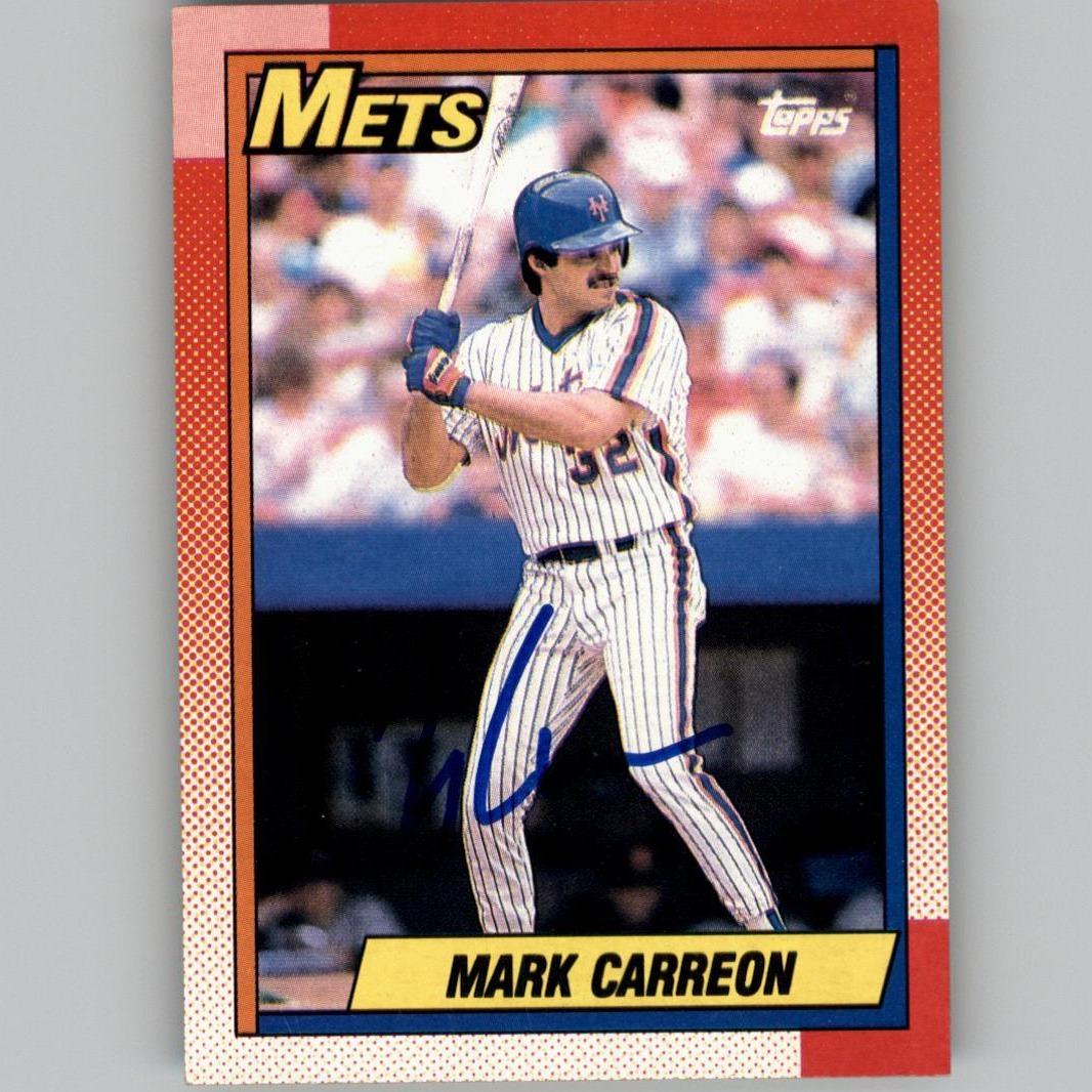 Mark Carreon Signed New York Mets 1990 Topps Baseball Card #434
