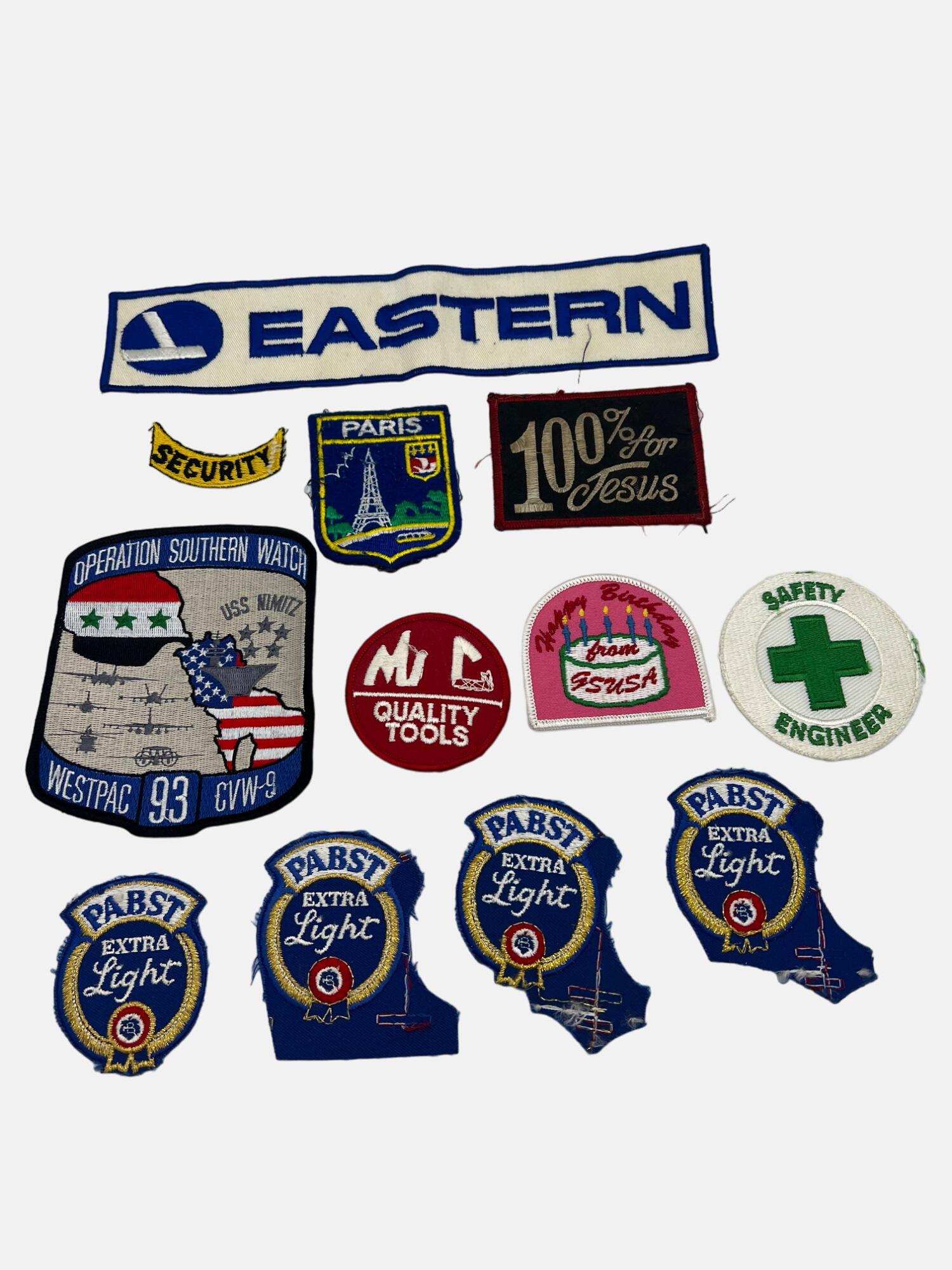 12 Vintage Embroidered Patches Pabst, Girl Scouts, Eastern Airlines ...