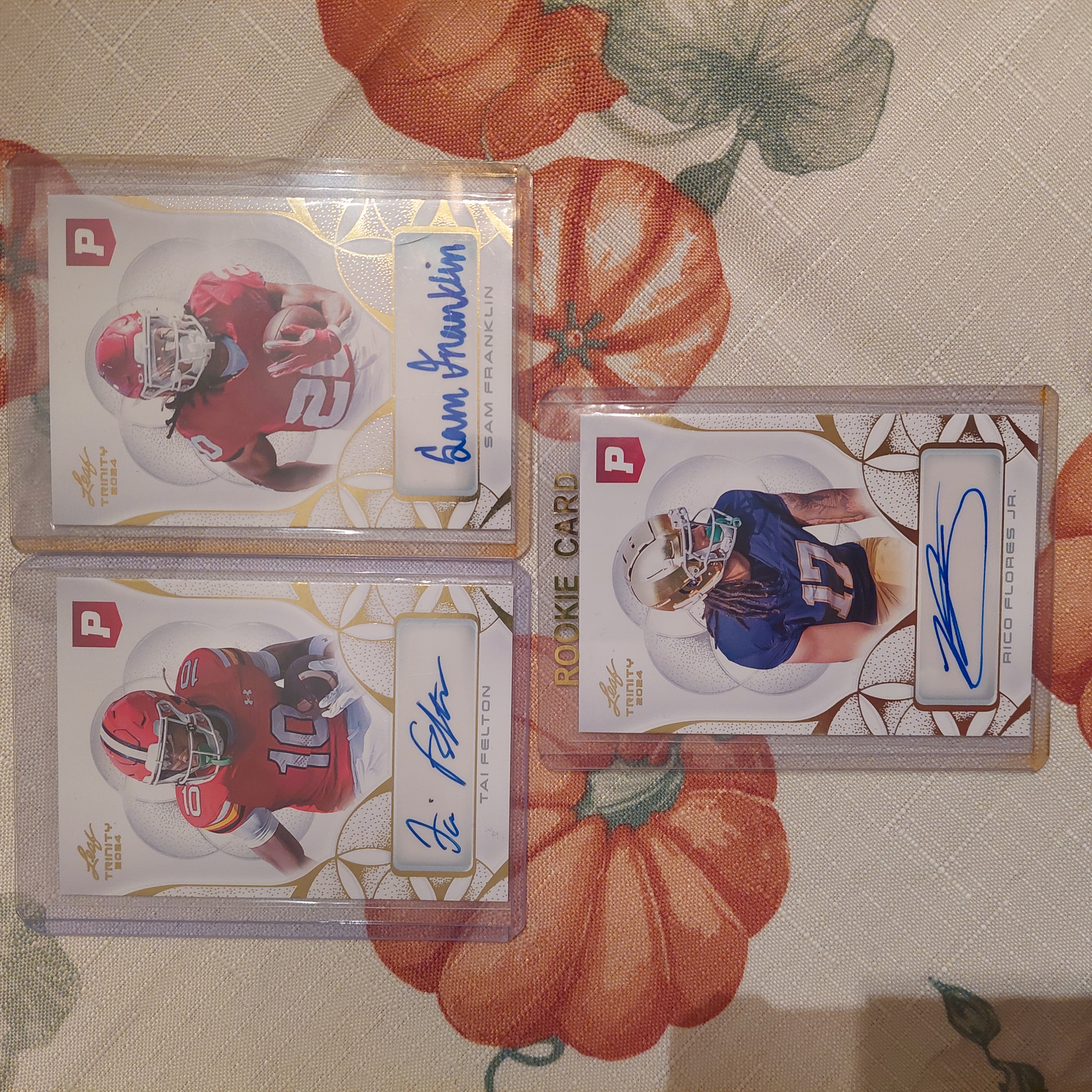Lot of 6 college football cards. 3 auto's +. Letter F
