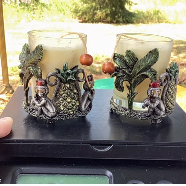 Metal Fez Monkey Candleholders