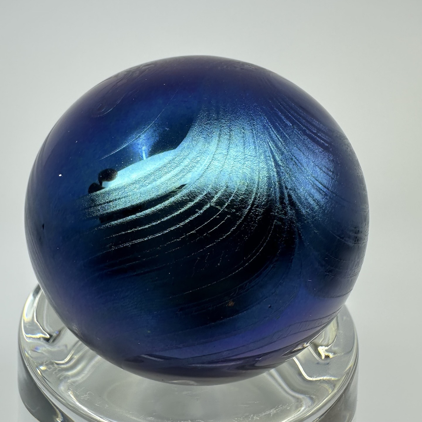 W E Porter Studio Art Glass Peacock Feather Design 1987 Purple Blue ...