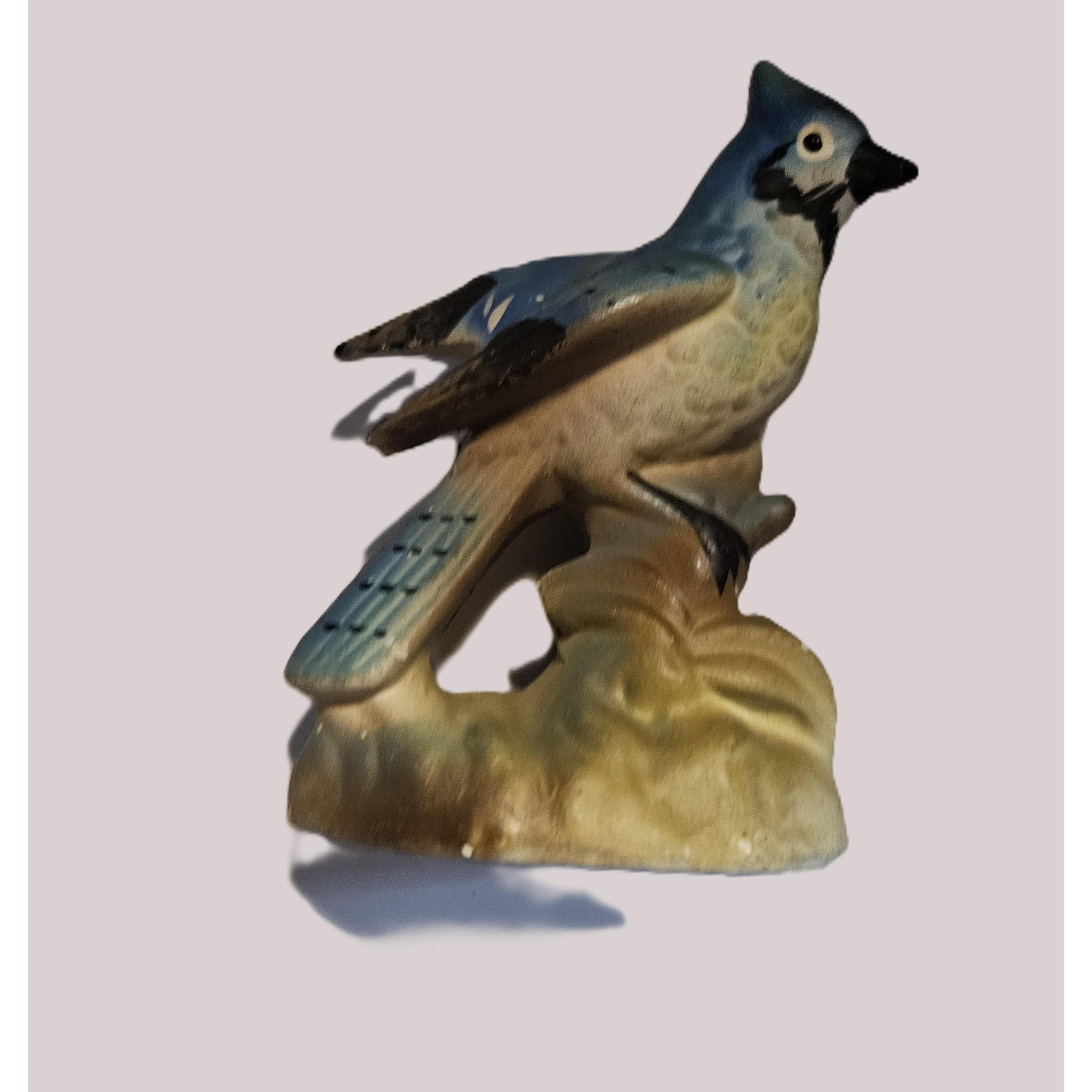 #01 - Vintage Bisque Blue Jay Figurine, E-7122 (Enesco?)