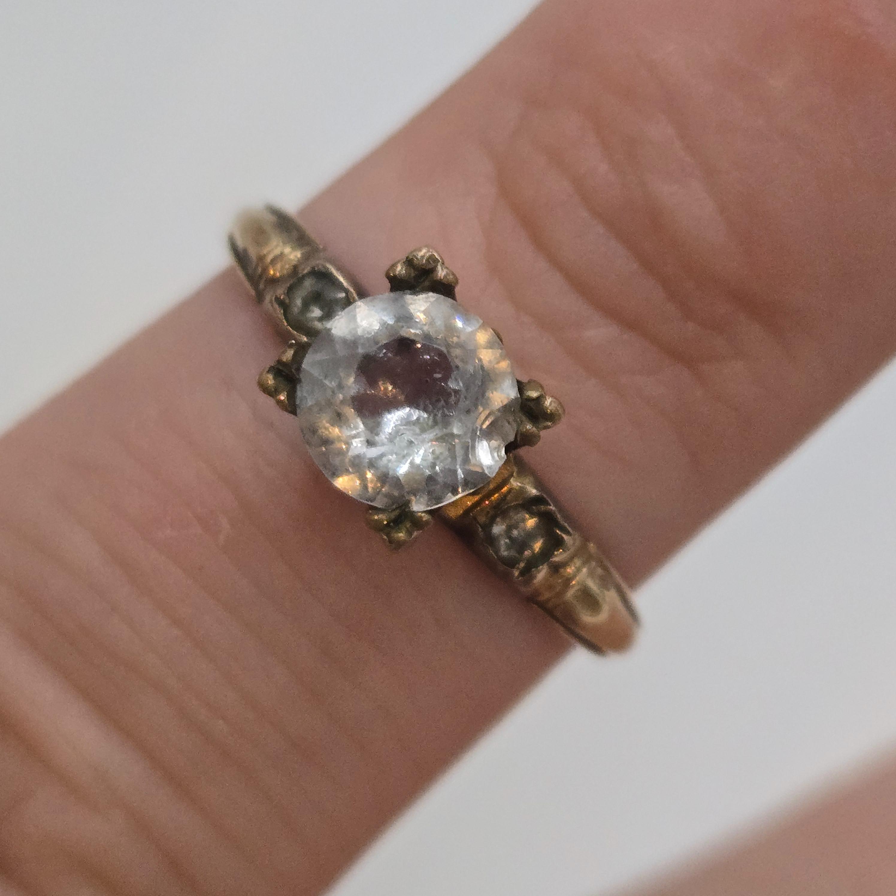 Vintage 1930s Uncas 1/30 14K RGP Rhinestone Ring Size 7 Rolled Gold Plated