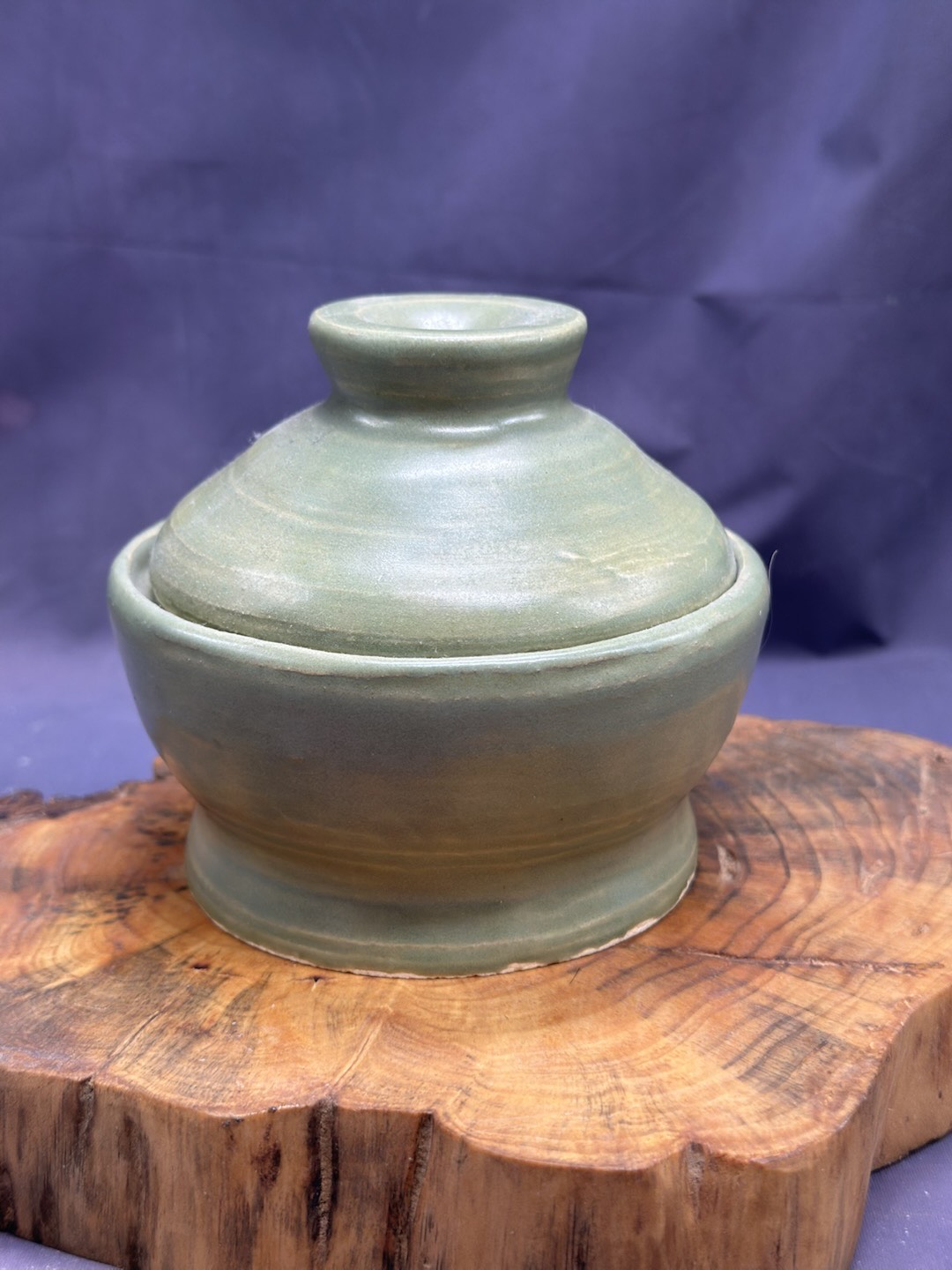 Art Pottery Lidded Trinket Bowl Dresser Jar Handmade Signed