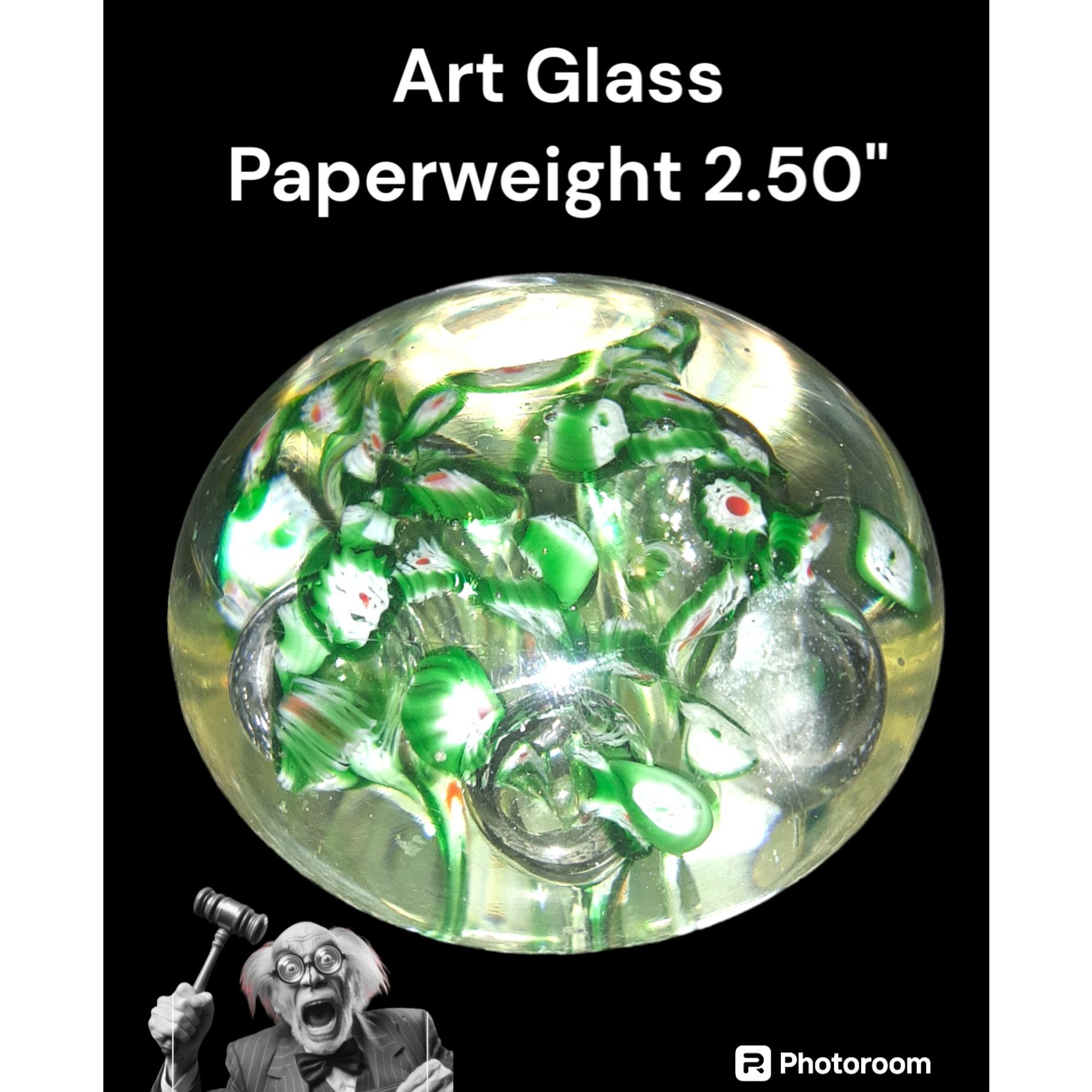 Enchanted Forest Art Glass Paperweight. 2.50" Oval. Stock#031