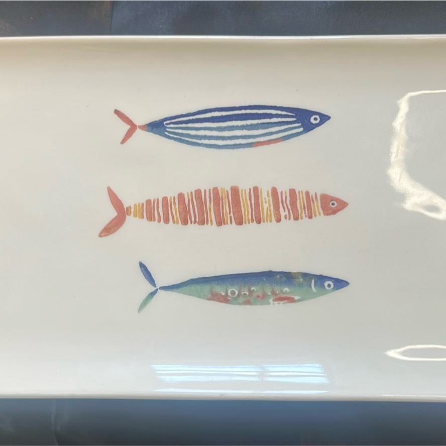 Hand Painted Fish Platter Made in Turkey Papart Ceramic Platters