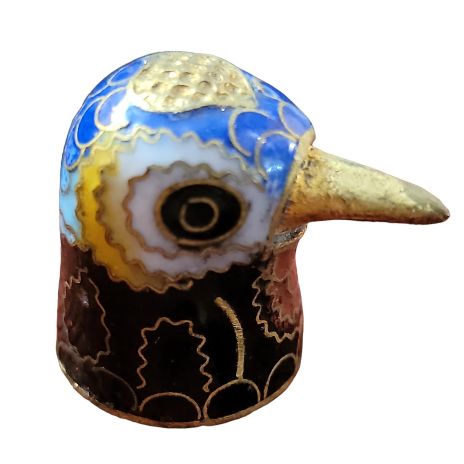 Vintage Bird Head Beak Thimble Cloisonné Enamel Chinese Hand Made