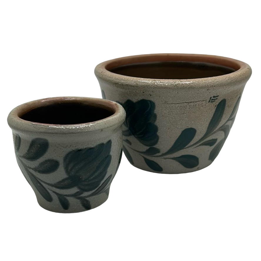 Two Pieces Of Salmon Falls Salt Glaze Pottery Crock - Pennsylvania ...