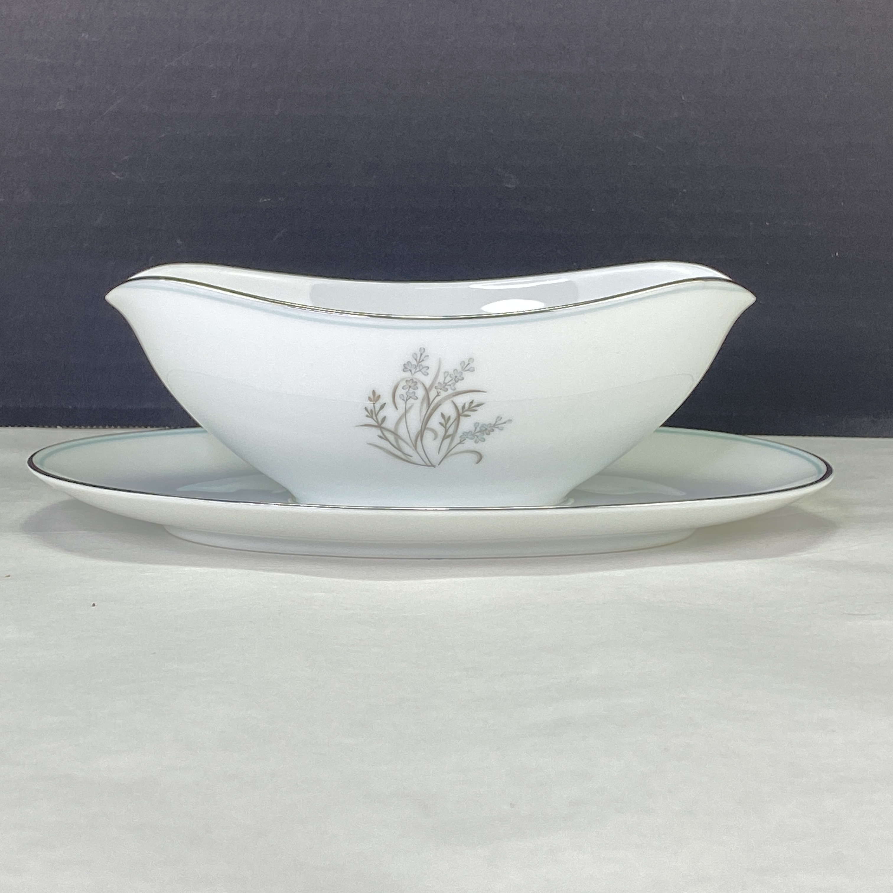 Vintage Noritake Taryn Gravy Sauce Boat Attached Underplate