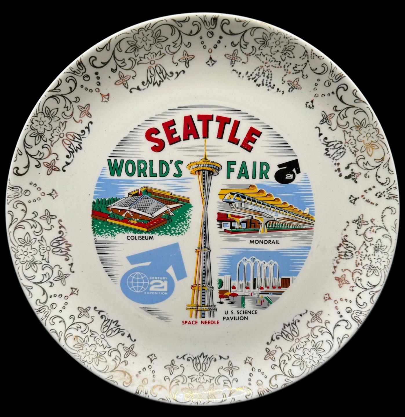 Vintage Porcelain Souvenir Plate Seattle Worlds Fair Century 21 ...