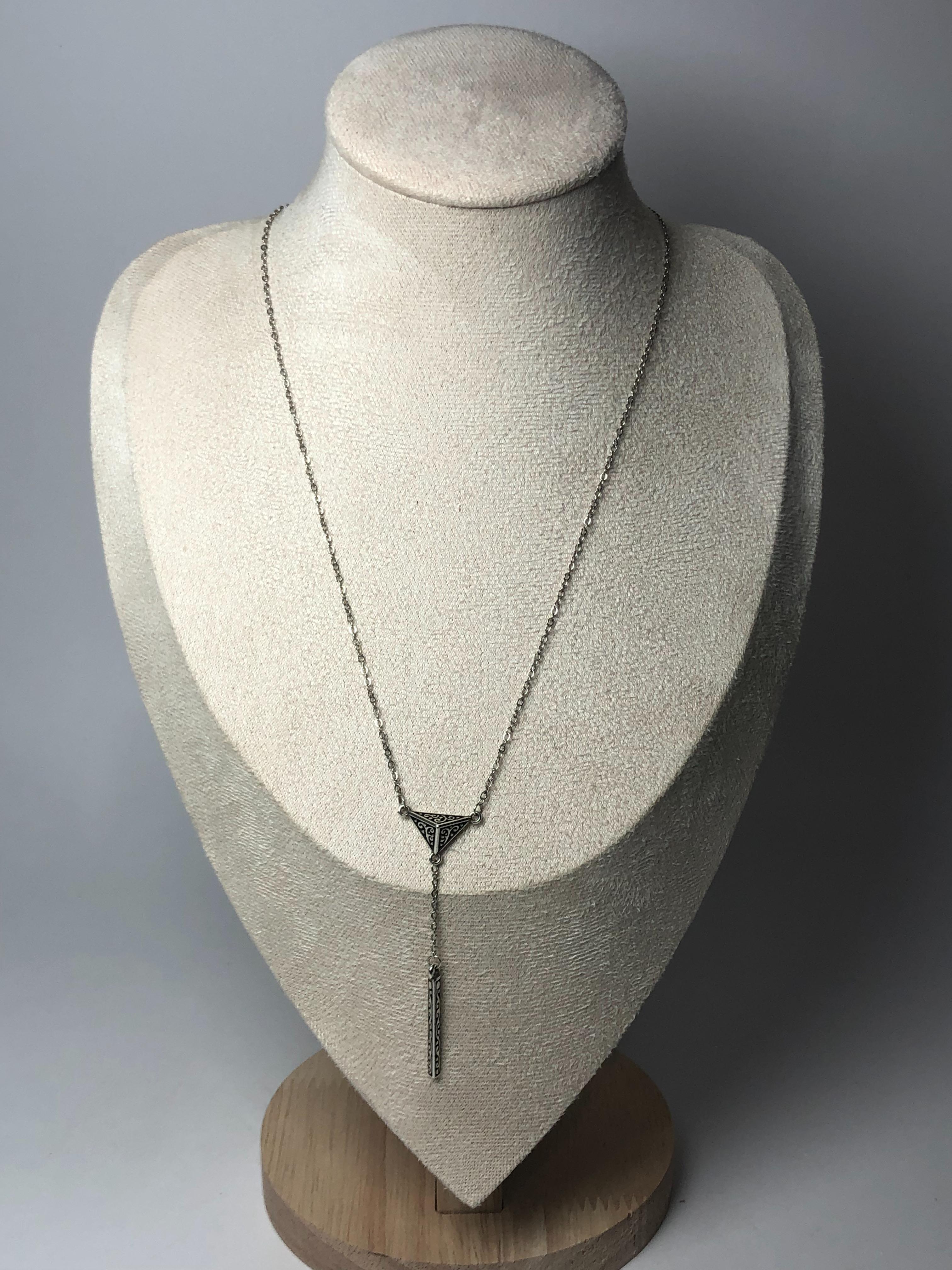 Brighton Astrid 18" Y Drop Etched Silver Plated & Black Necklace Lariat ...