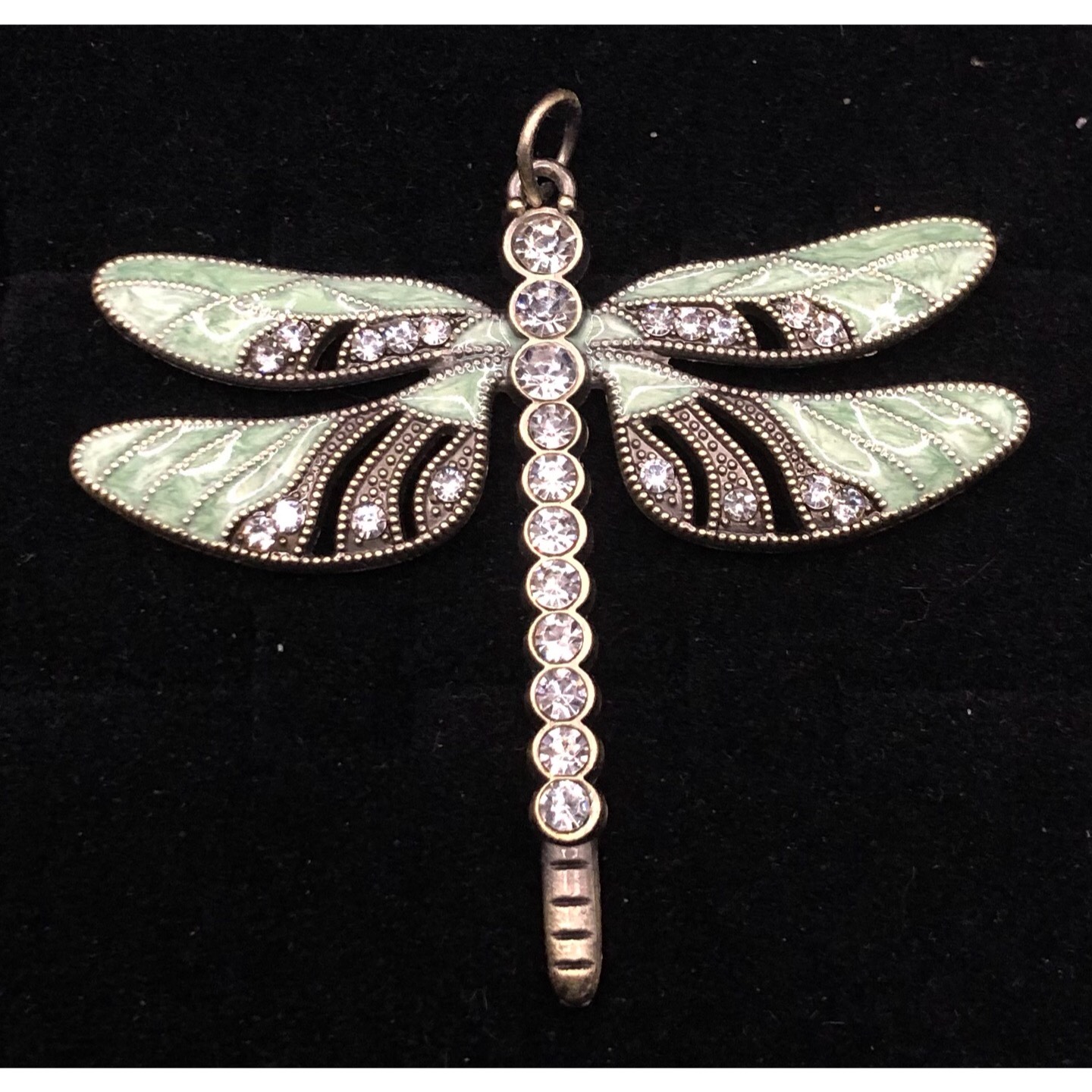 New Old Stock Rhinestone Dragonfly Pendant