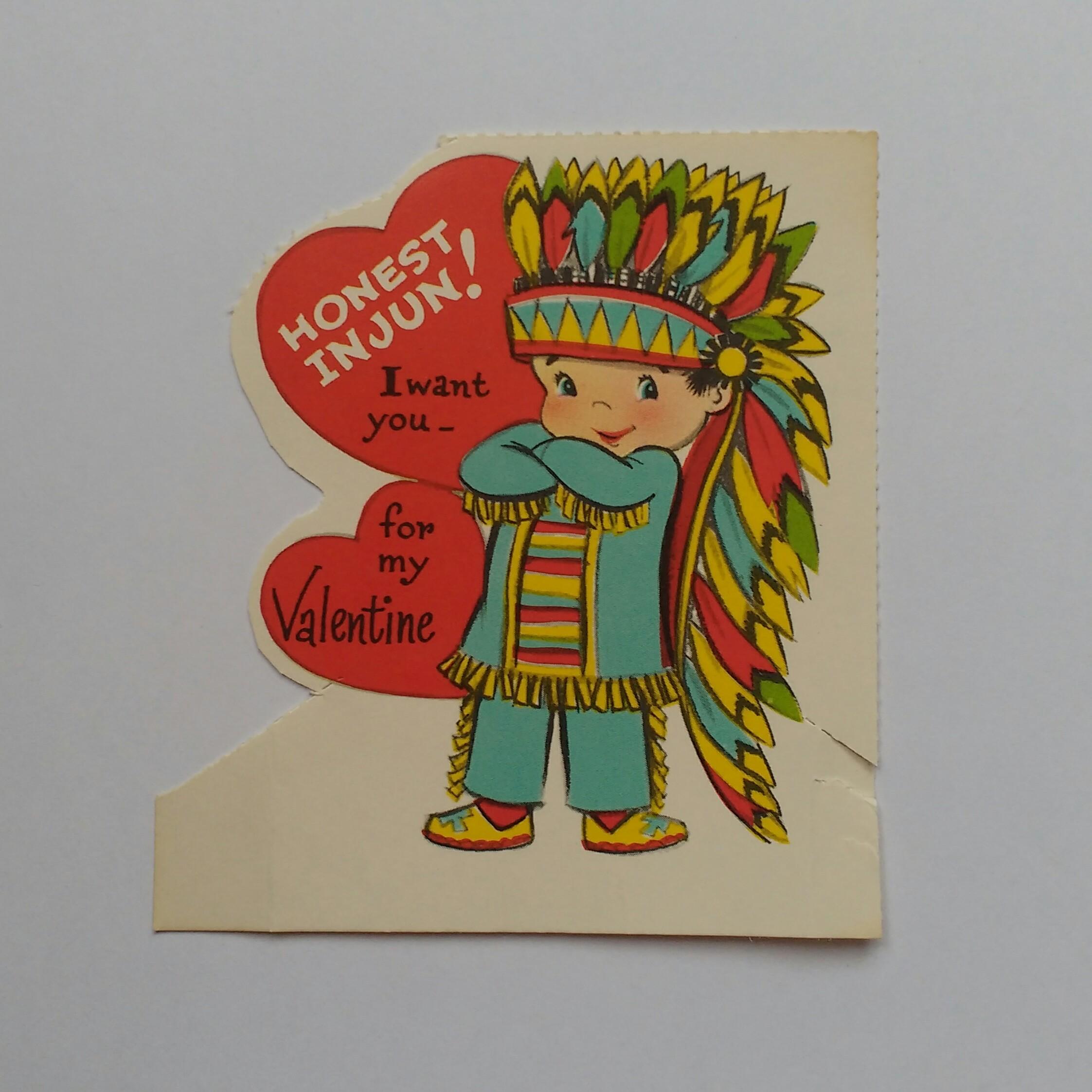 VINTAGE MID 1900s NATIVE AMERICAN THEMED VALENTINE CARD