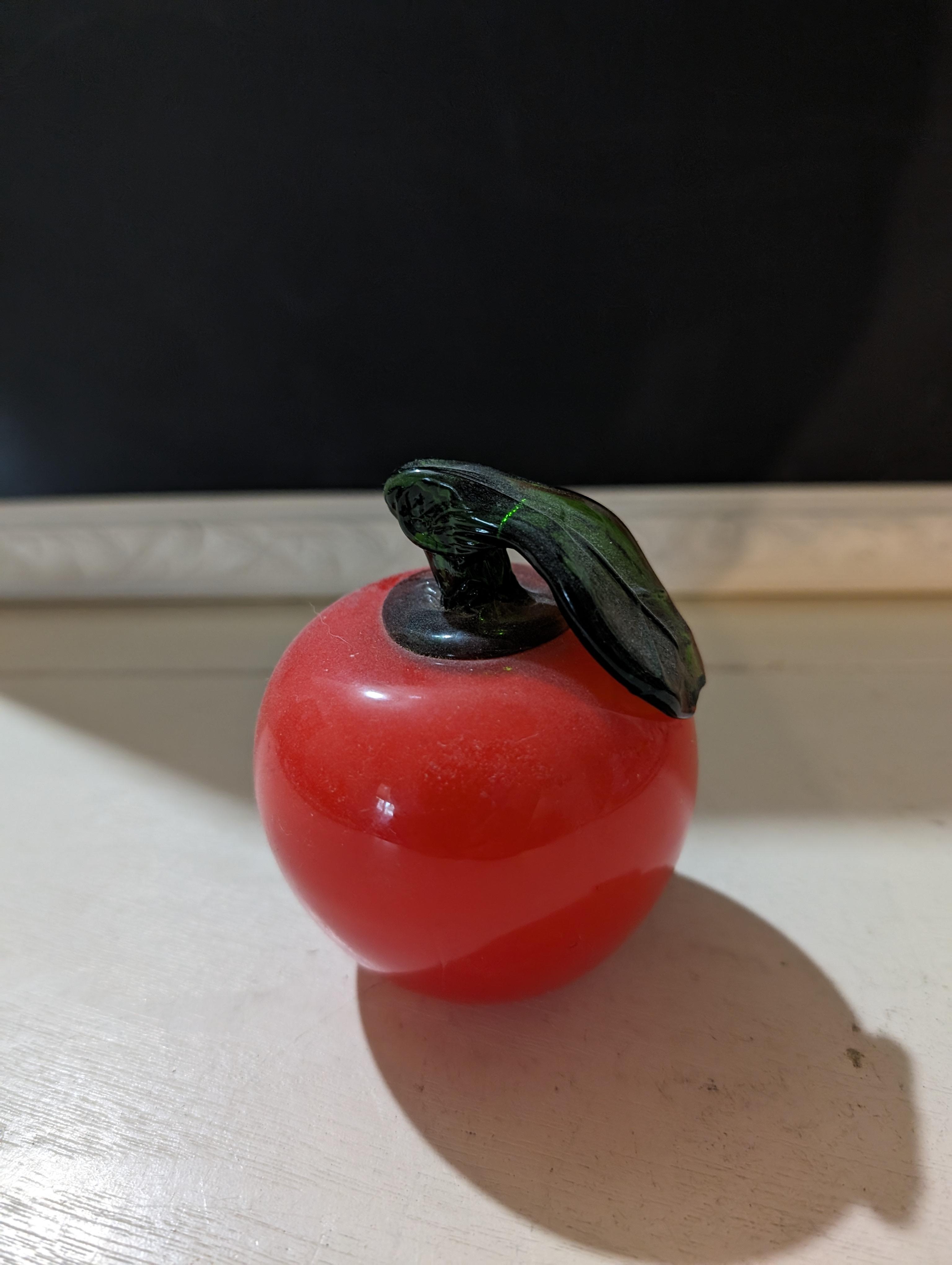 Vintage Hand Blown Glass Apple Paperweight/ Decor Piece.