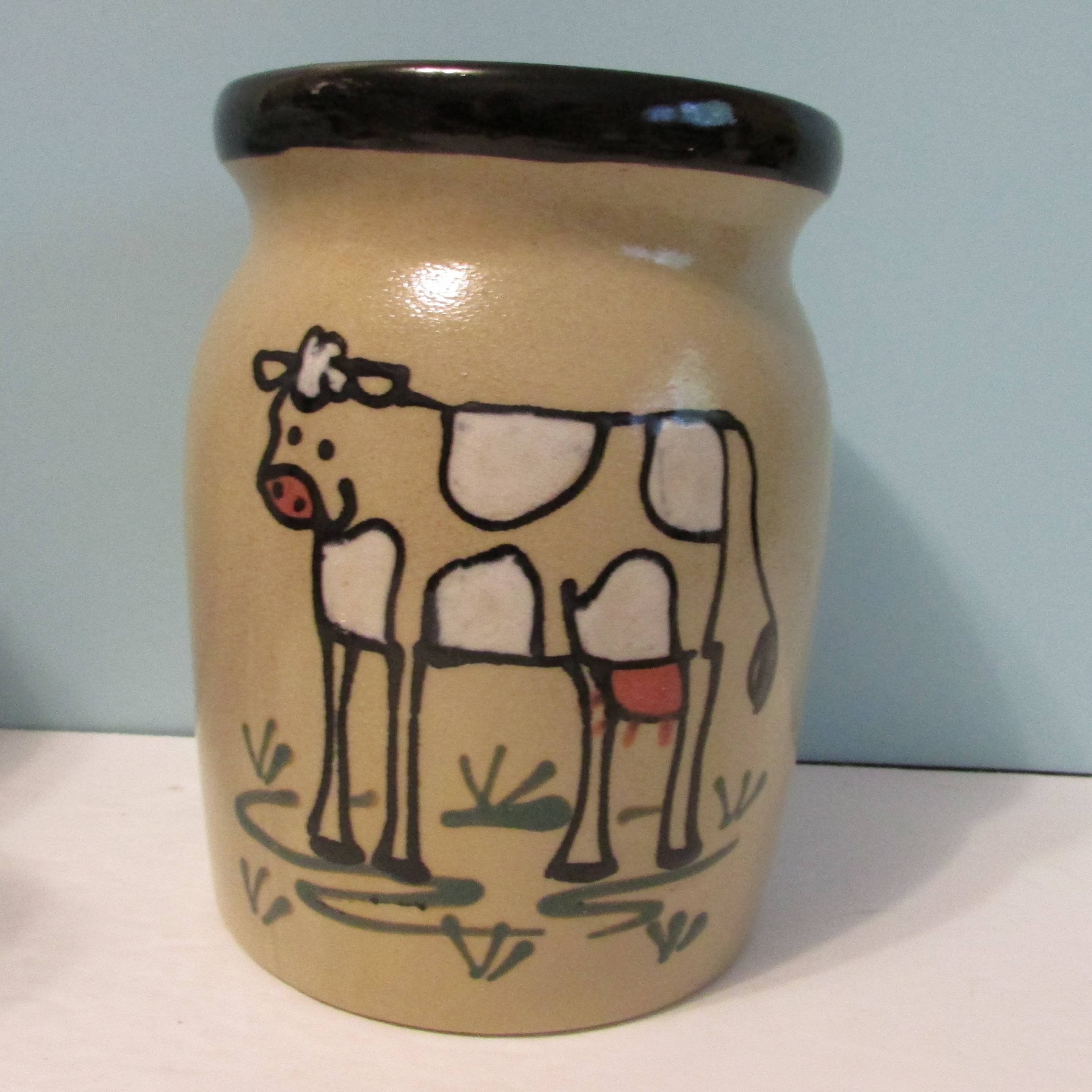 vintage Beaumont Pottery stoneware cow crock kitchen farm decor 5 1/2 ...