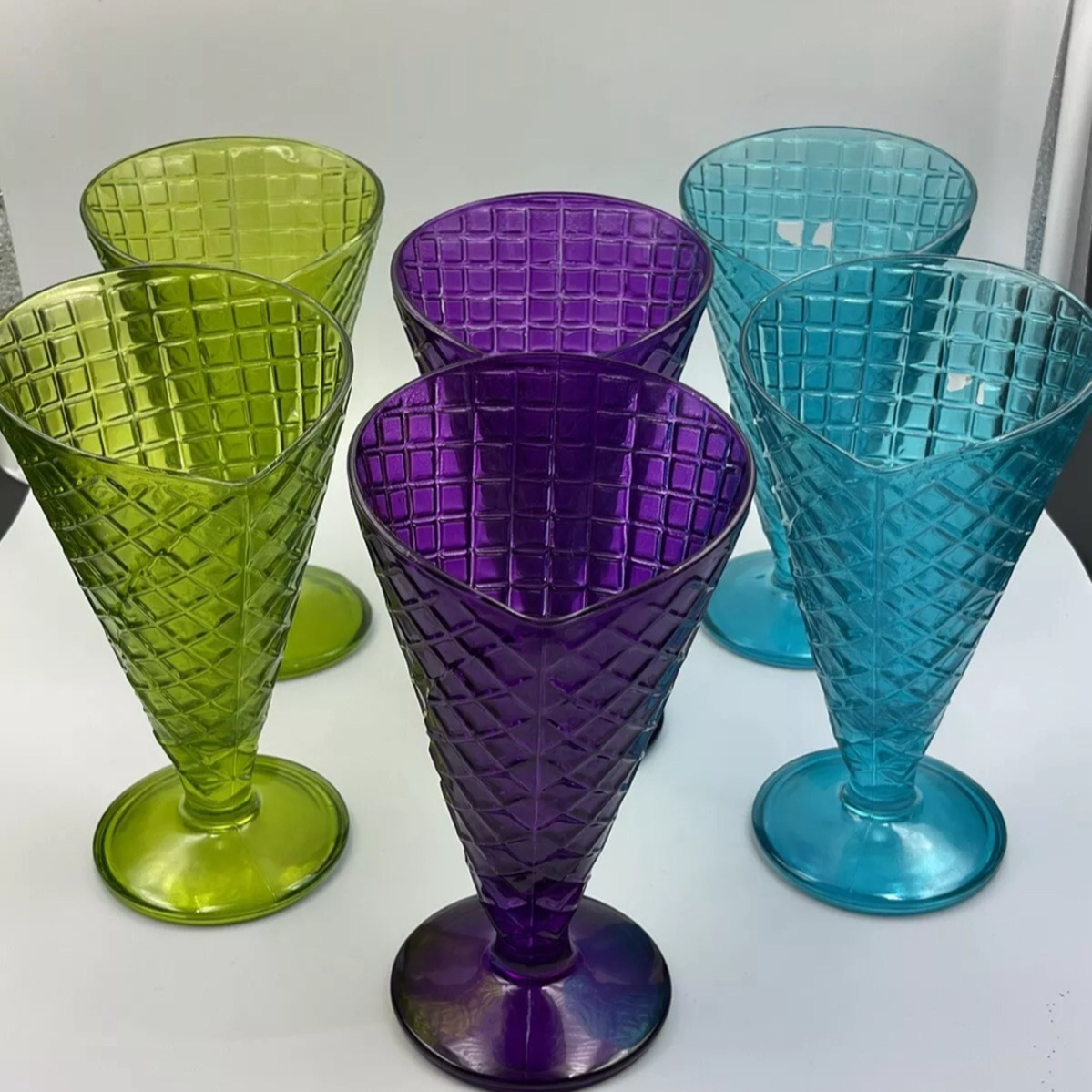 Vintage BORMIOLI ROCO Retro Waffle Cone Ice Cream Gelato Glasses Made ...