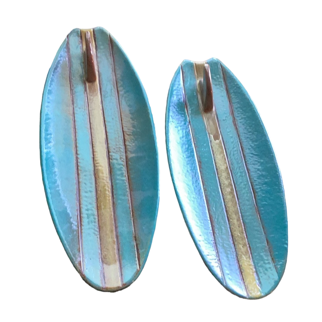 Pair Of Surfboard Ceramic Trinket Dishes