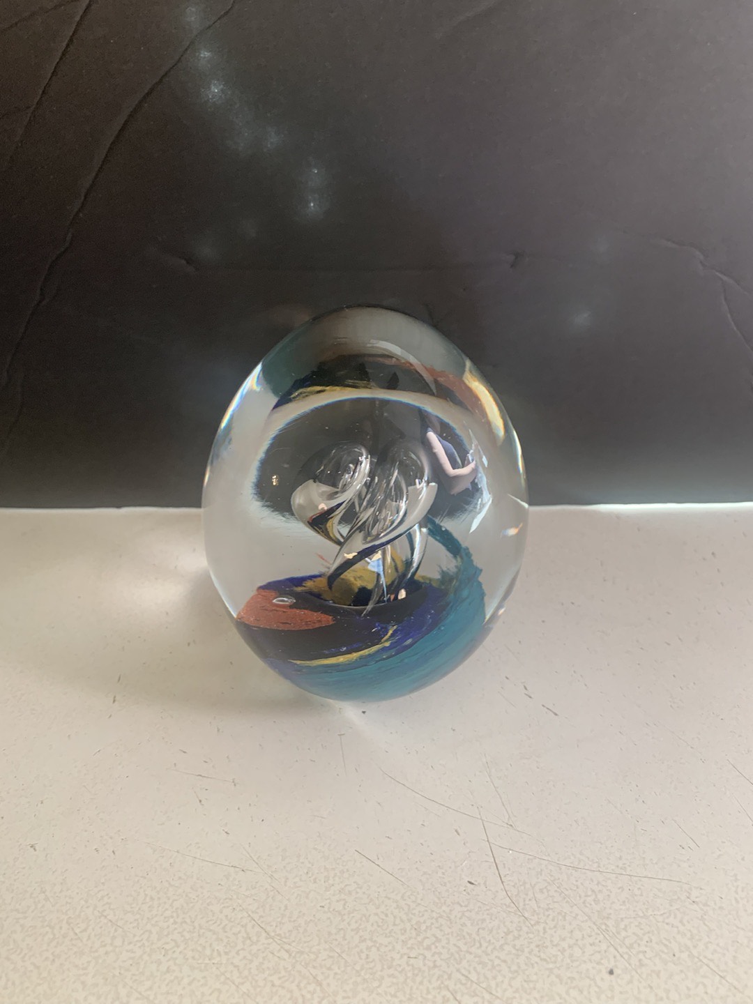 Dynasty Gallery Controlled Bubble With Colorful Swirl Paperweight