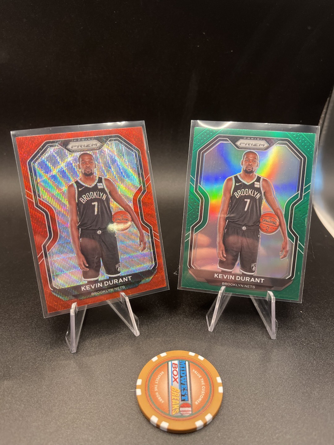 Kevin Durant Lot Red Wave & Green Parallel 2020-21 Prizm NBA Phoenix Suns