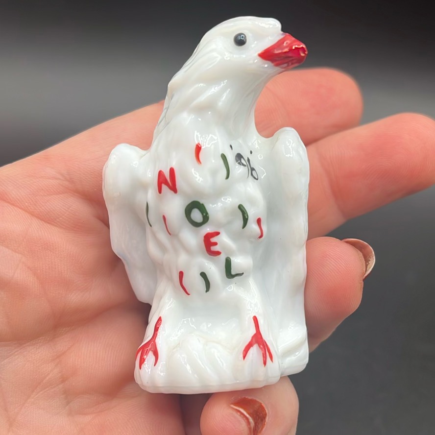 Boyd Milk Glass Bernie The Eagle Christmas Noel 1996 Hand Painted