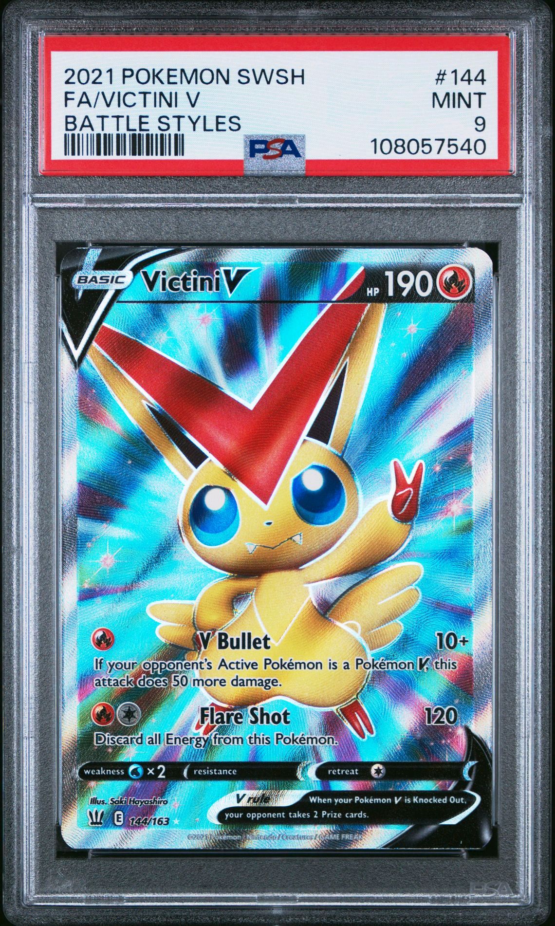 2021 Pokemon Battle Styles Full Art Victini V PSA 9