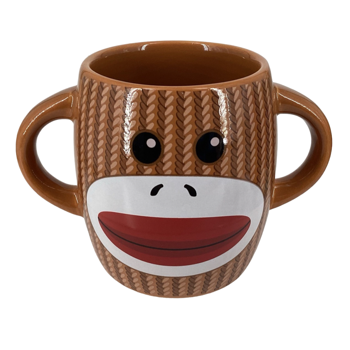 Ceramic Two Handled Sock Monkey Mug Coffee Tea 16 fl oz