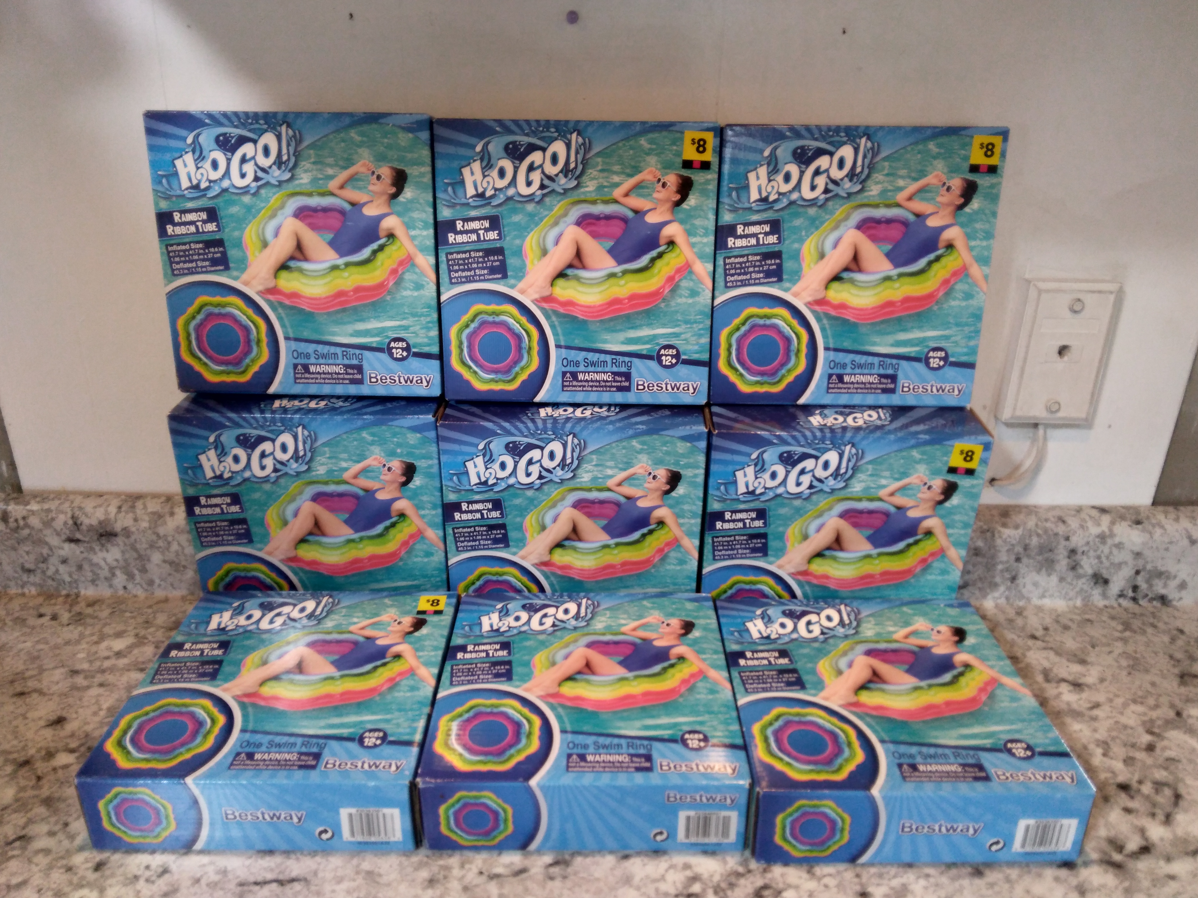 9 Bestway Inflatable Rainbow Inner Tubes NIB