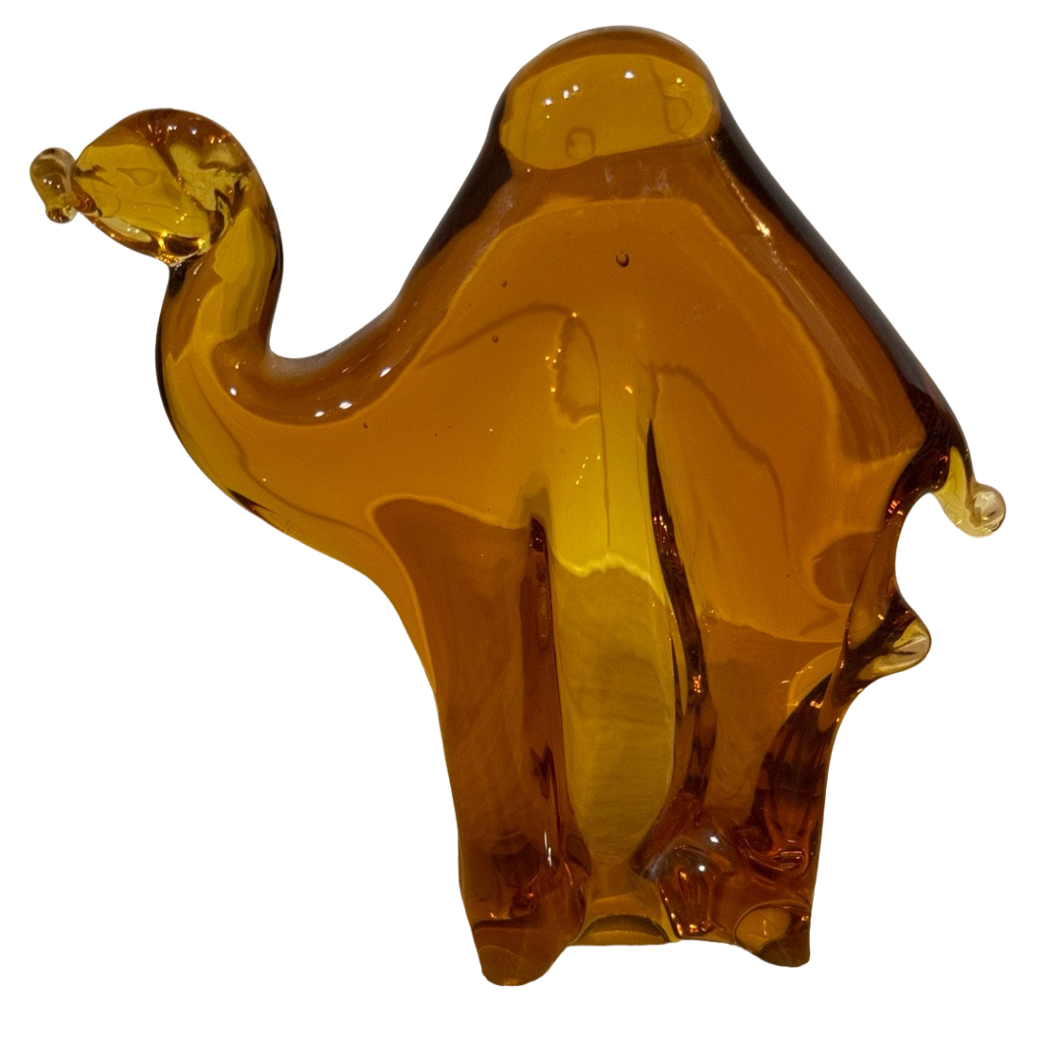 Pilgrim Art Glass Amber Camel Figurine Vintage MCM