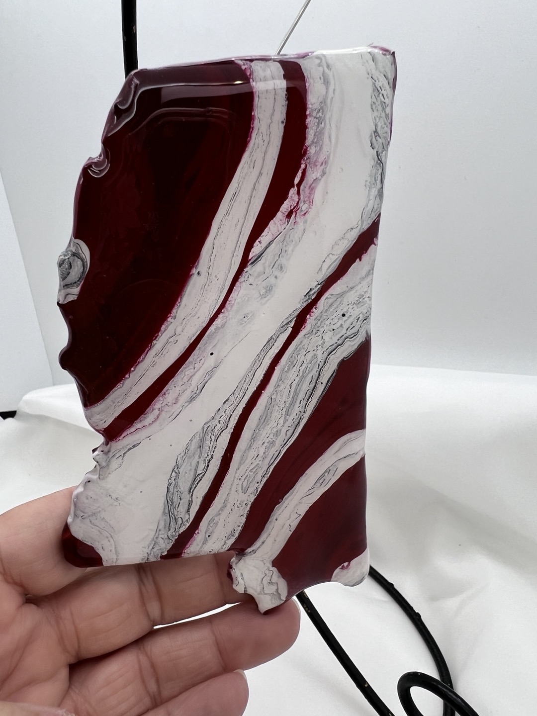 Original Artwork. Mississippi Shaped Ornament In MS State University Colors