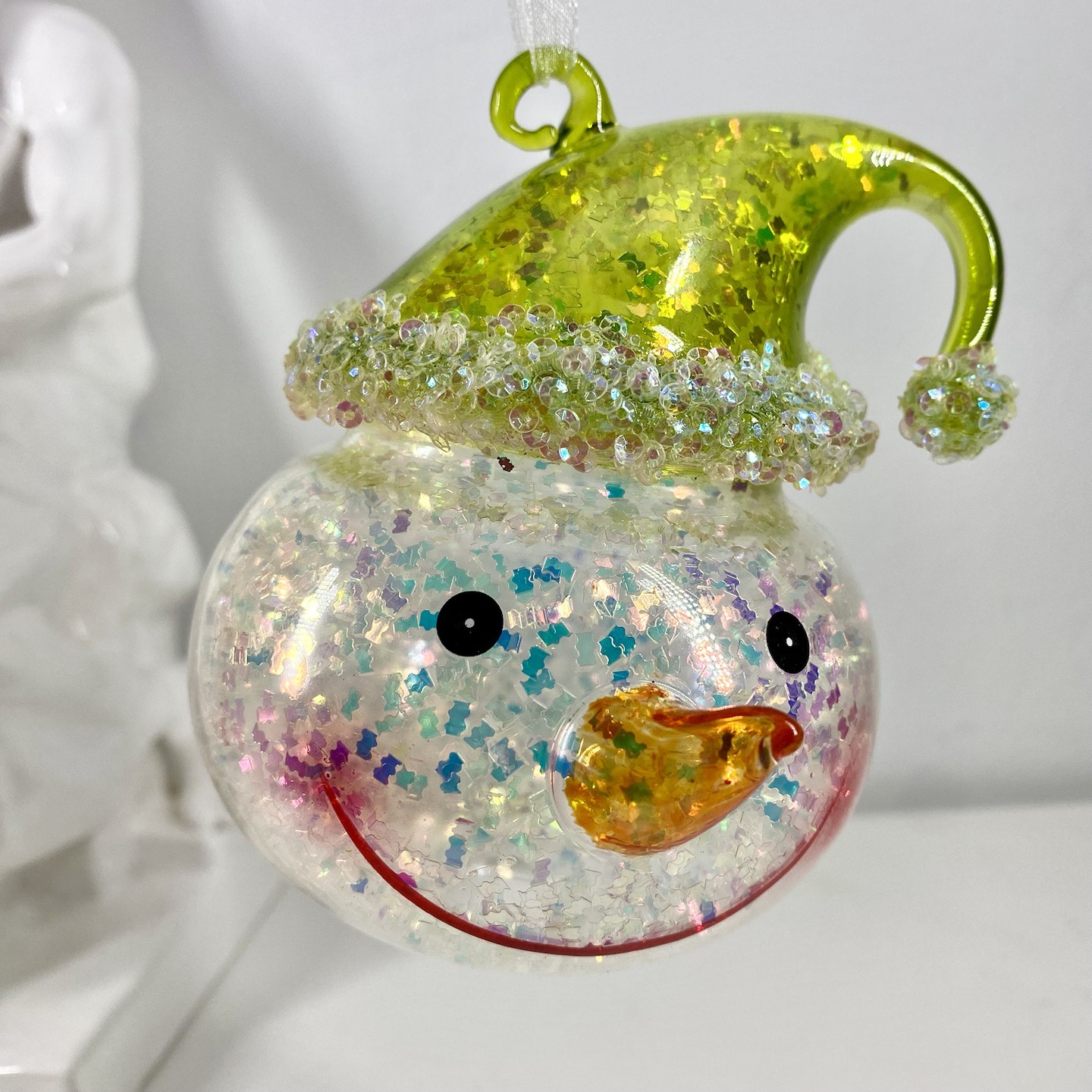 Hand-Blown Glass SNOWMAN ORNAMENT Glitter filled ROBERT STANLEY ...