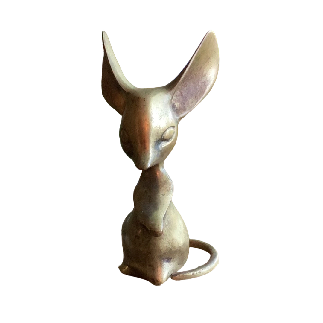 Vintage Solid Brass Big Eared Mouse Figurine