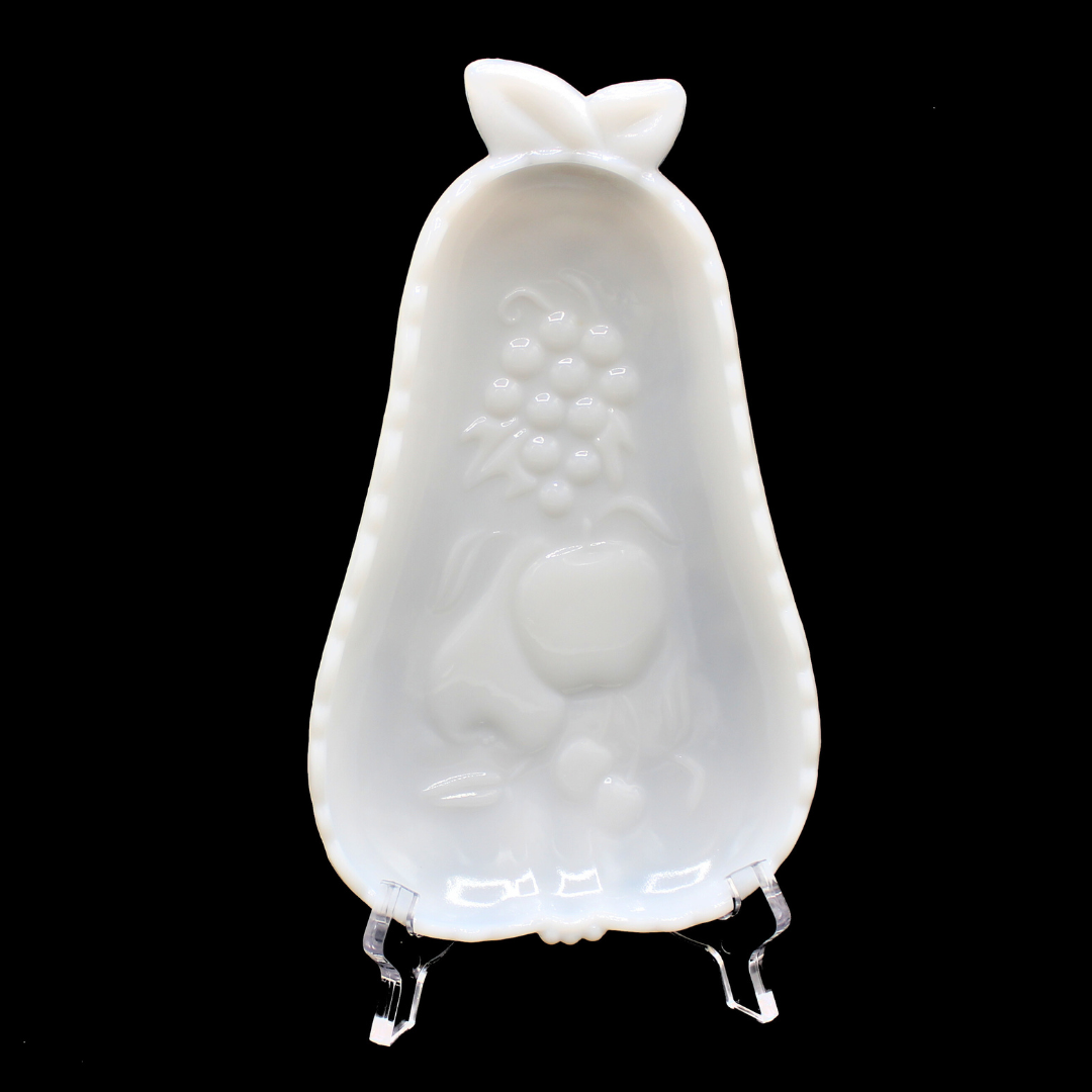 Vintage Milk Glass Pear Shaped Dish by Hazel Atlas Embossed Relish ...