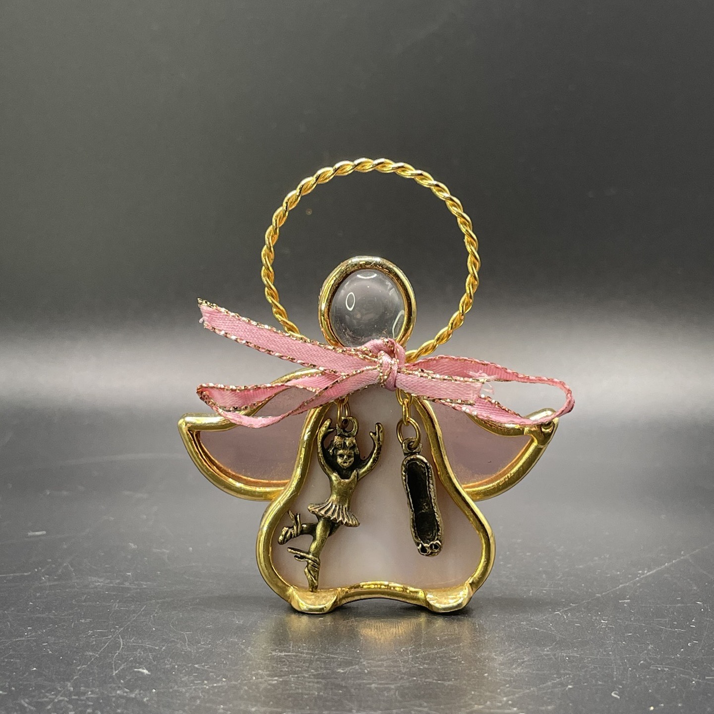 Pink Stained Glass Angel Ballerina Toe Shoe Dancer Vintage Miniature ...
