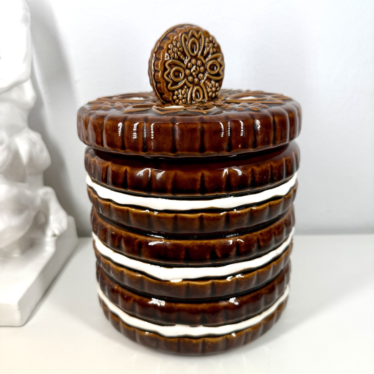 HYDROX Oreo Sandwich COOKIE JAR Chocolate Cream BISCUIT CANISTER VTG ...