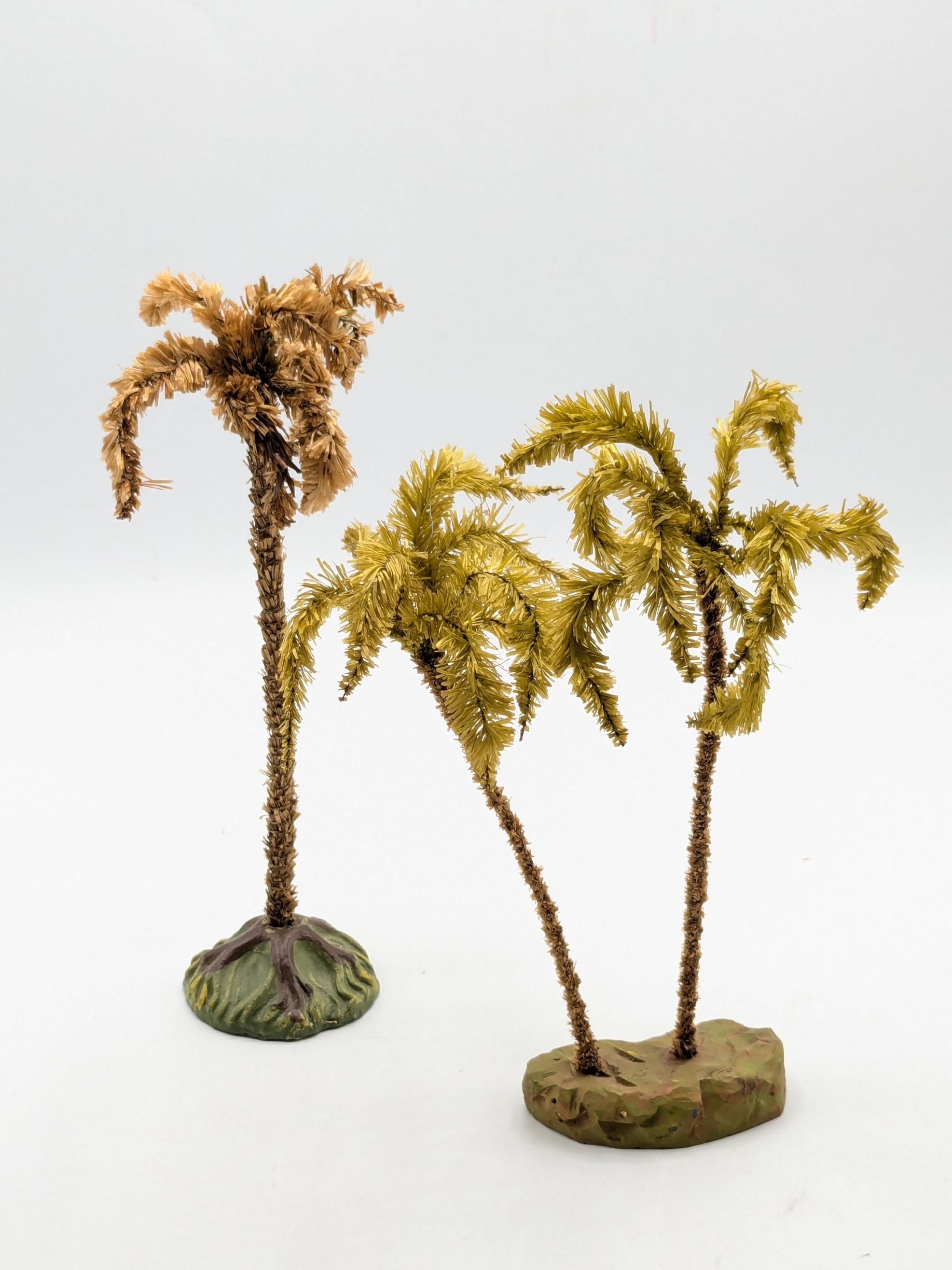 Vintage Christmas Nativity Palm Trees Set of Two Putz