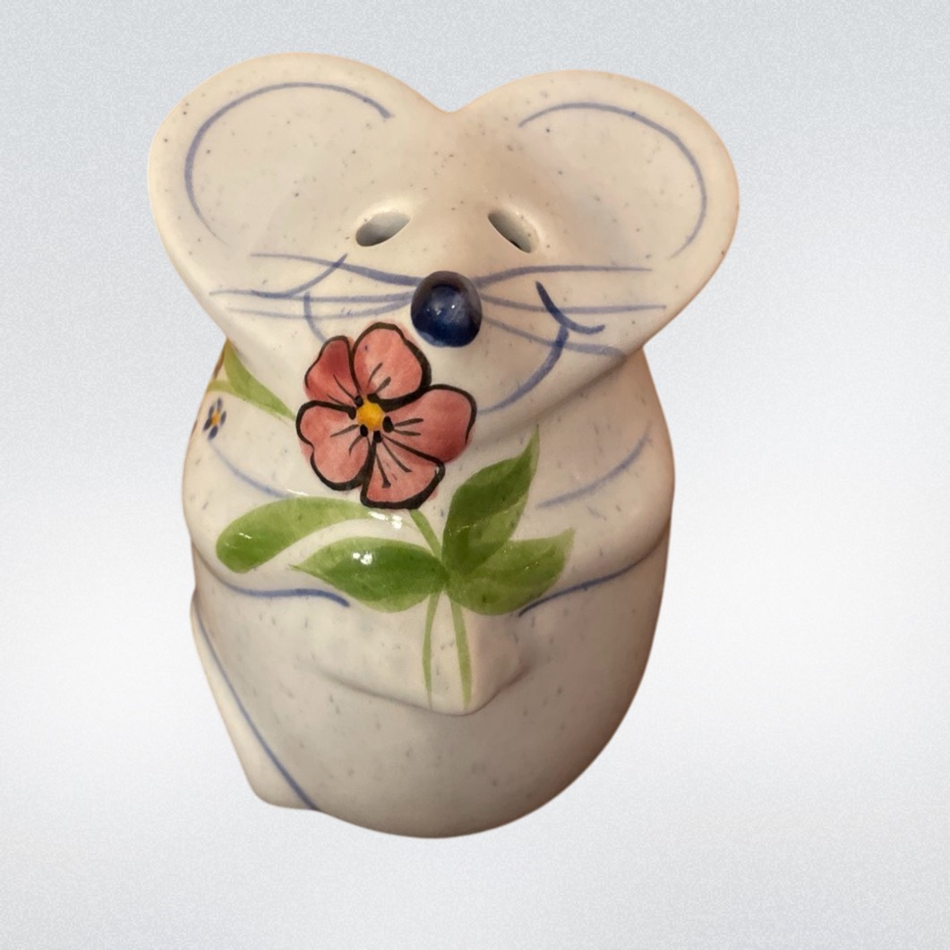 Vintage Ceramic Mouse Cheese Shaker Hand Painted