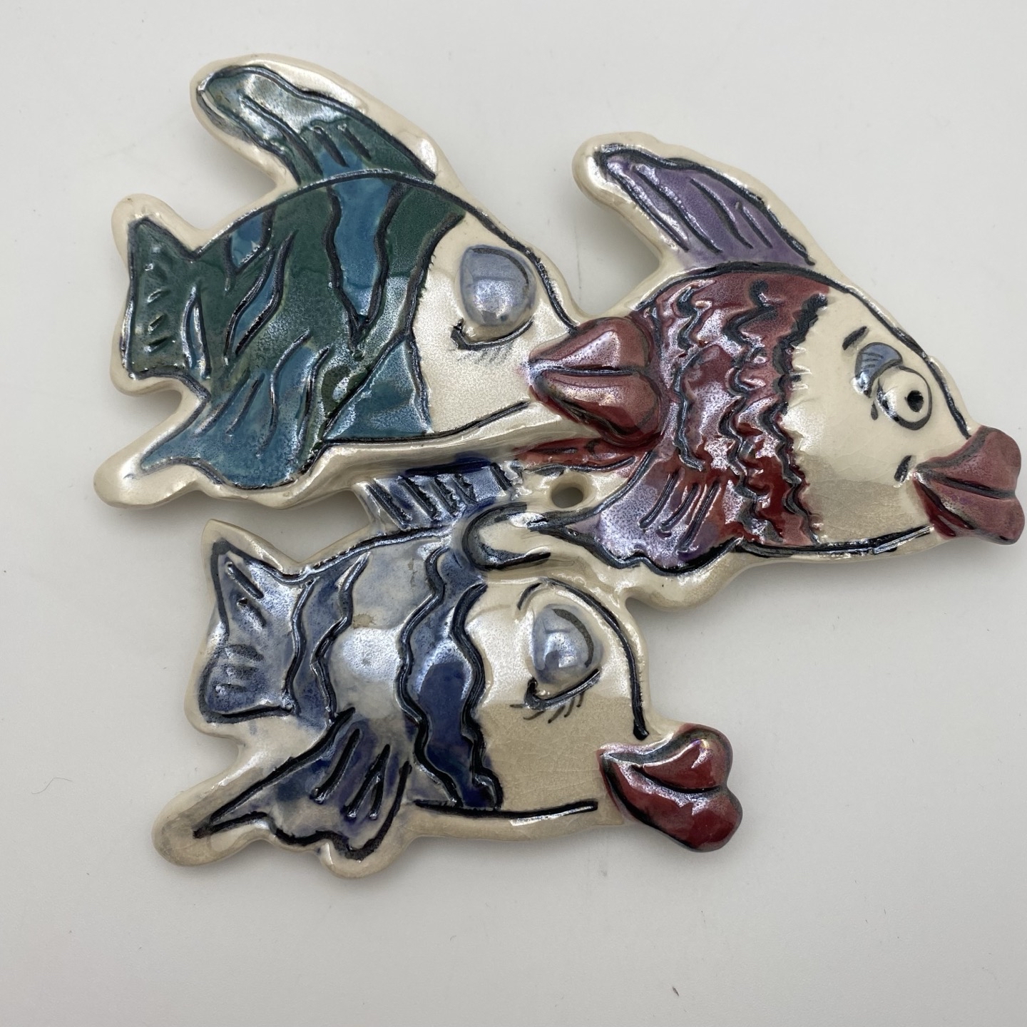 HEATHER GOLDMINC - IRIDESCENT KISSY FISH TRIO - BLUE SKY- 5 INCHES
