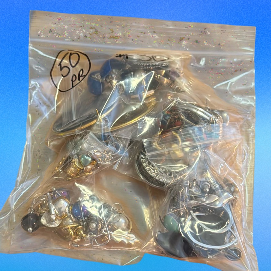 #30 MYSTERY EARRING BAGS 50 PAIR PER BAG VTG WEARABLE MISCELLANEOUS