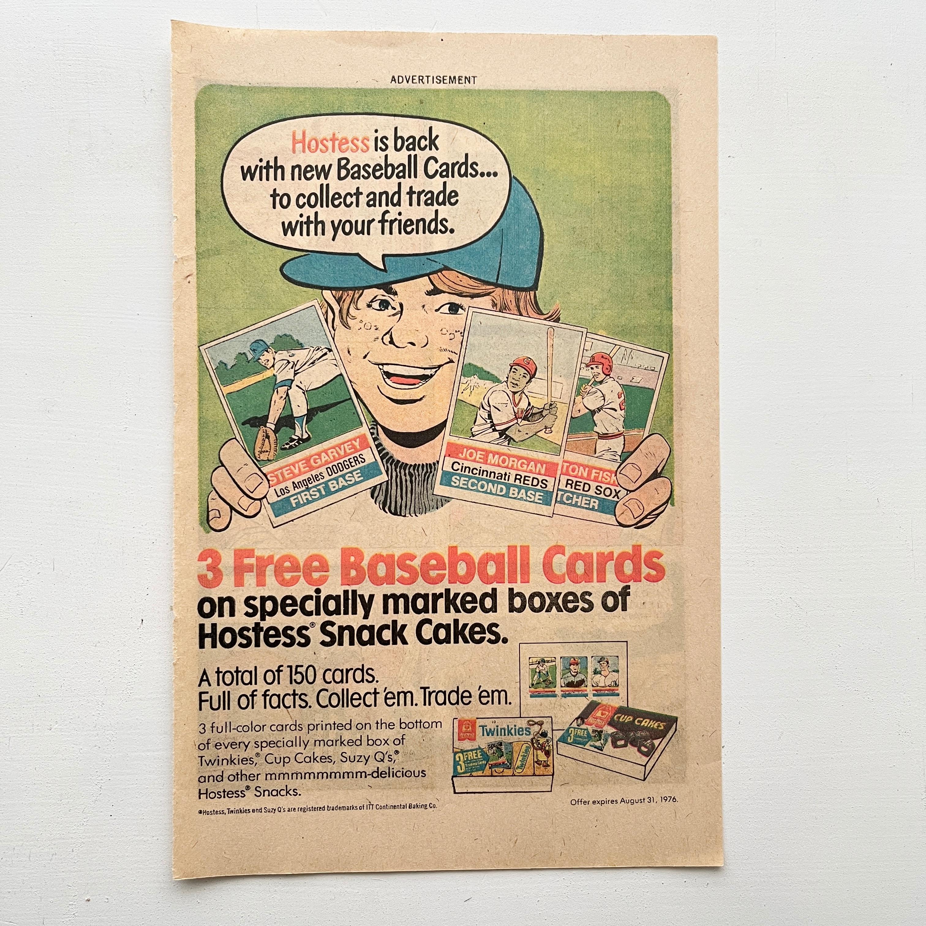 MLB Baseball Cards Hostess Twinkies Advertisement