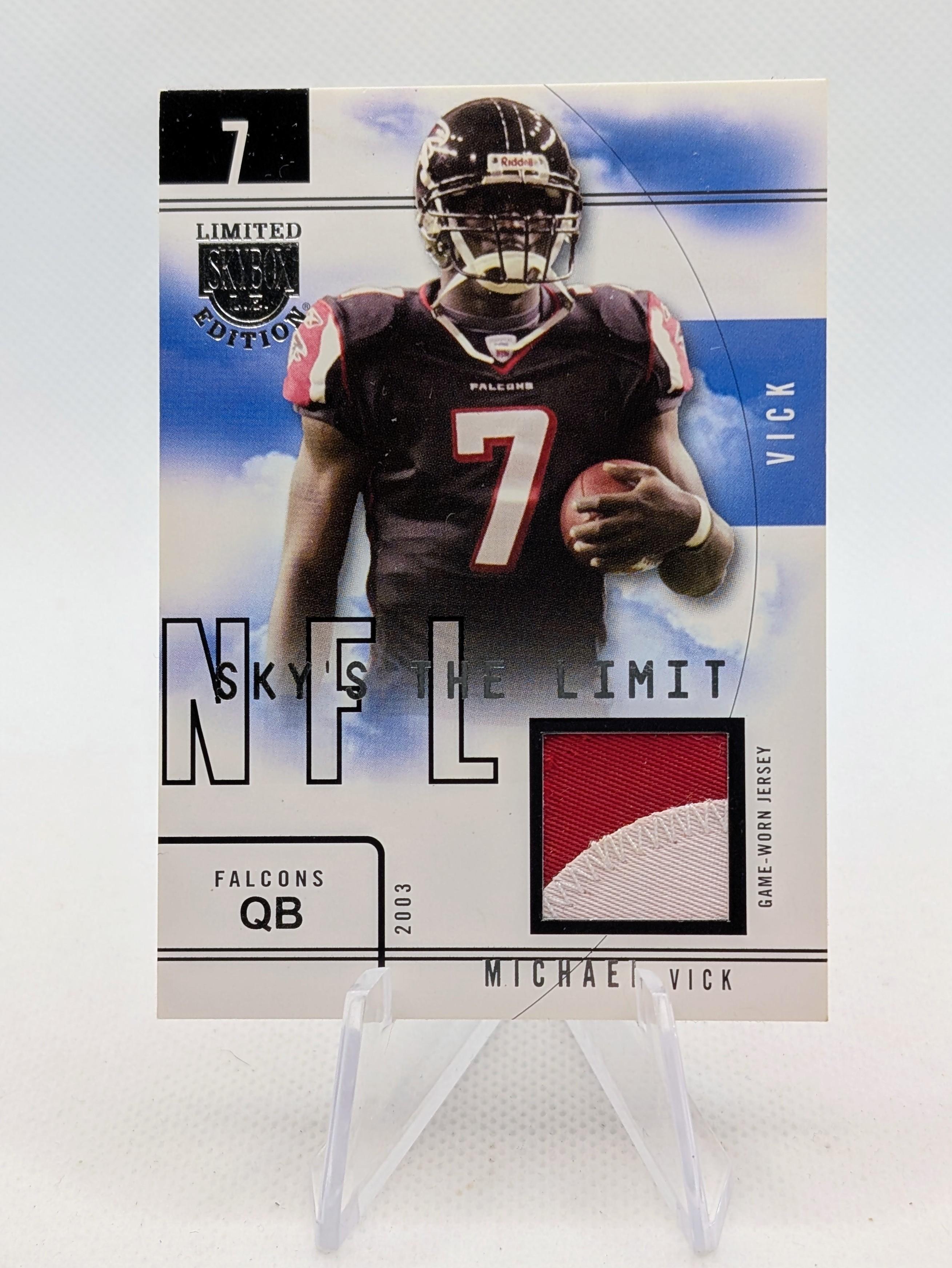 2003 Skybox LE MICHAEL VICK Sky's The Limit GAME WORN Jersey Proofs ...