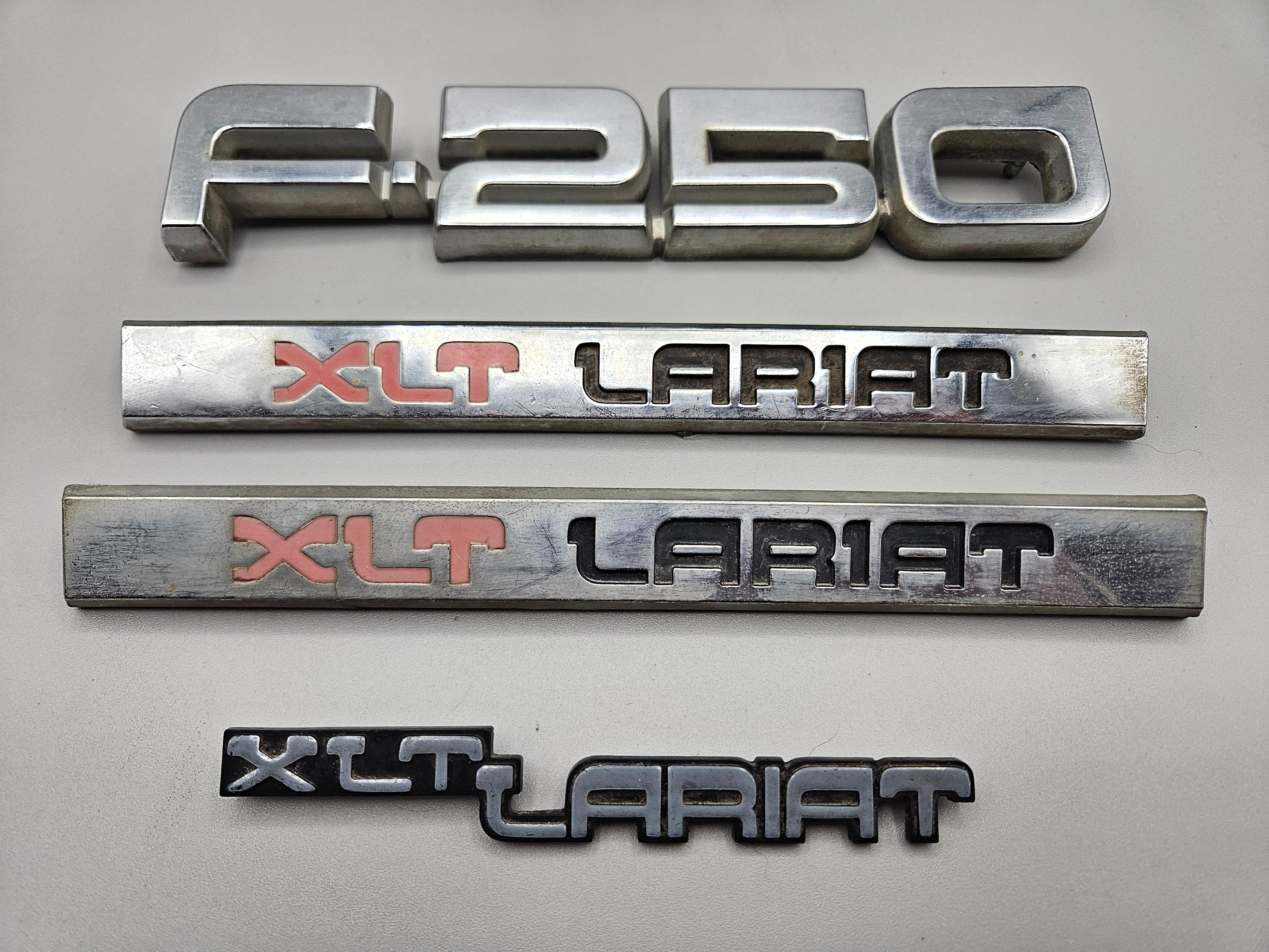 87-91 Ford F-250 XLT Lariat Side Emblems and Dash Emblem